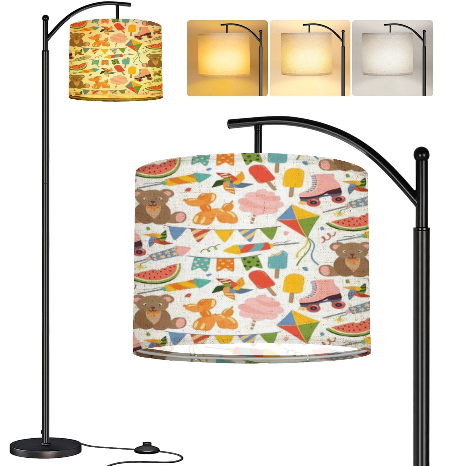 Arc Floor Lamp Seamless pattern fun fair objects Cute garlands teddy ...