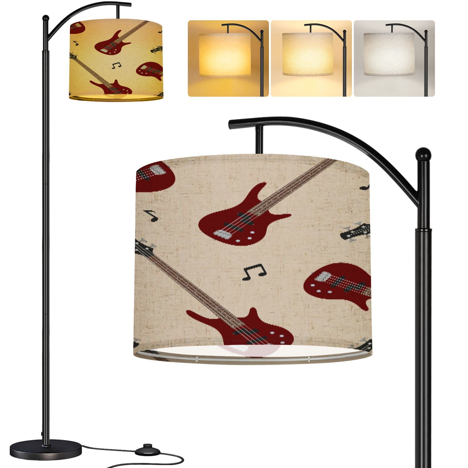 Arc Floor Lamp Seamless pattern guitars notes Color musical instruments ...