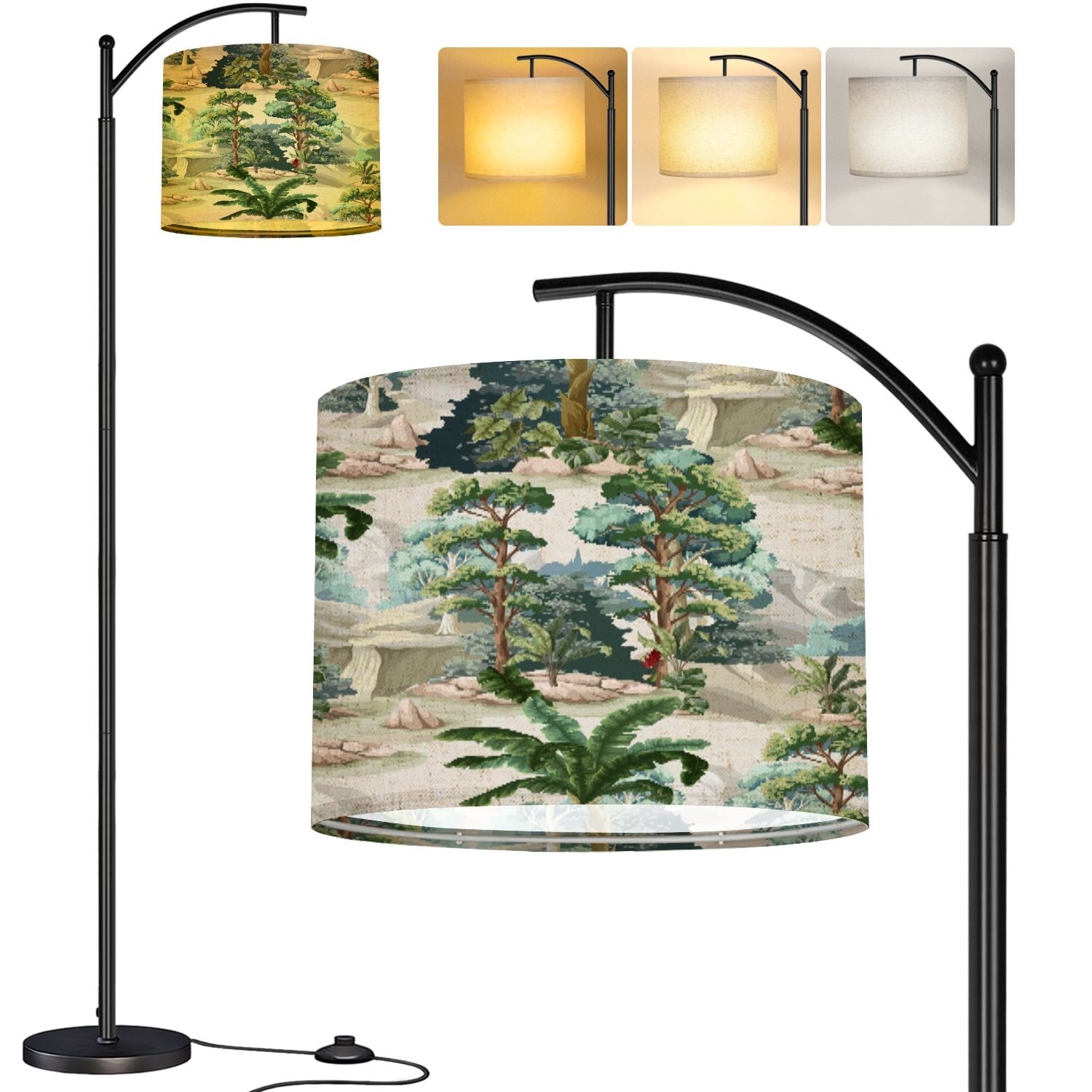 Arc Floor Lamp Seamless pattern jungle trees tropical plant Tall Modern ...