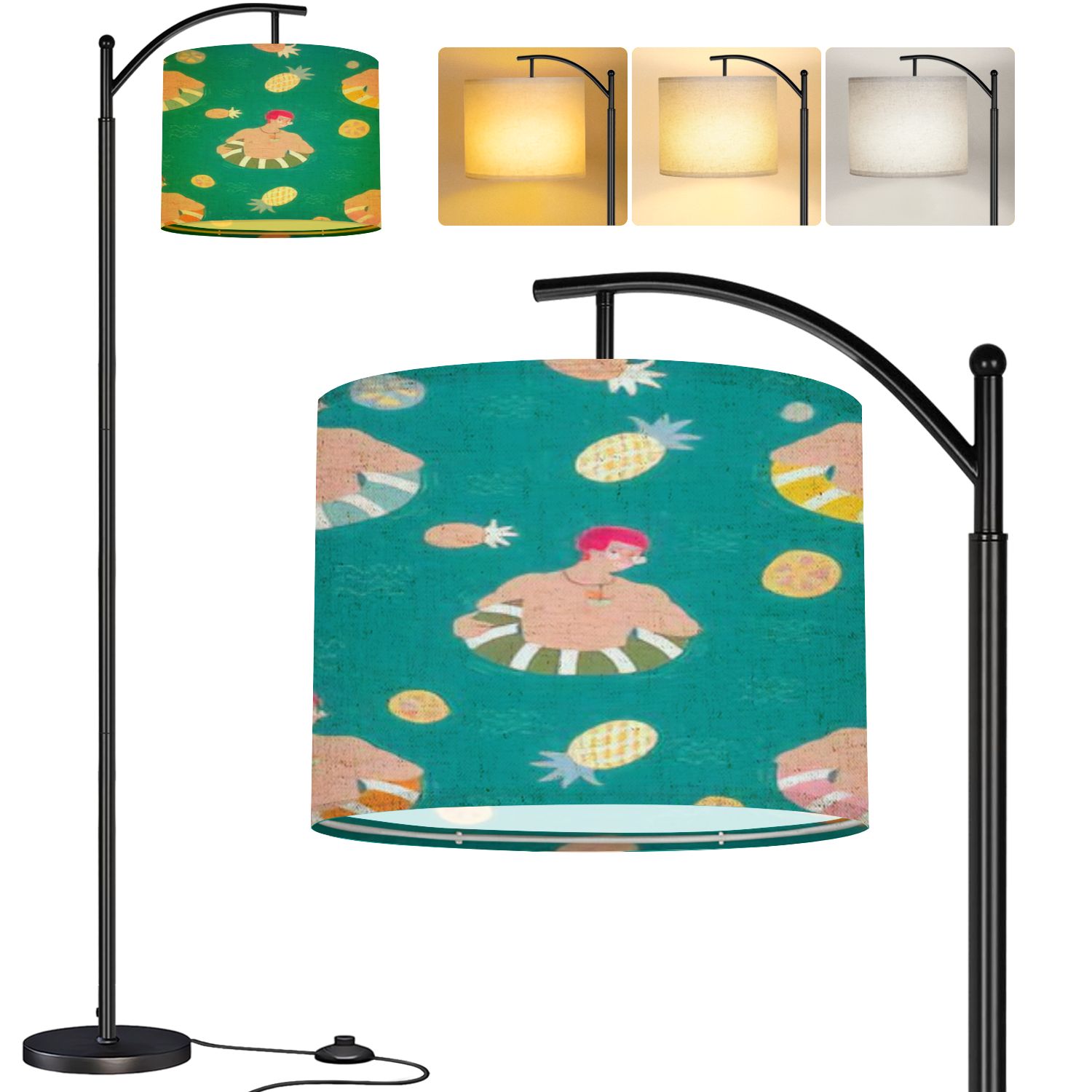 Arc Floor Lamp Seamless pattern muscle men swimming ringsHolding orange ...