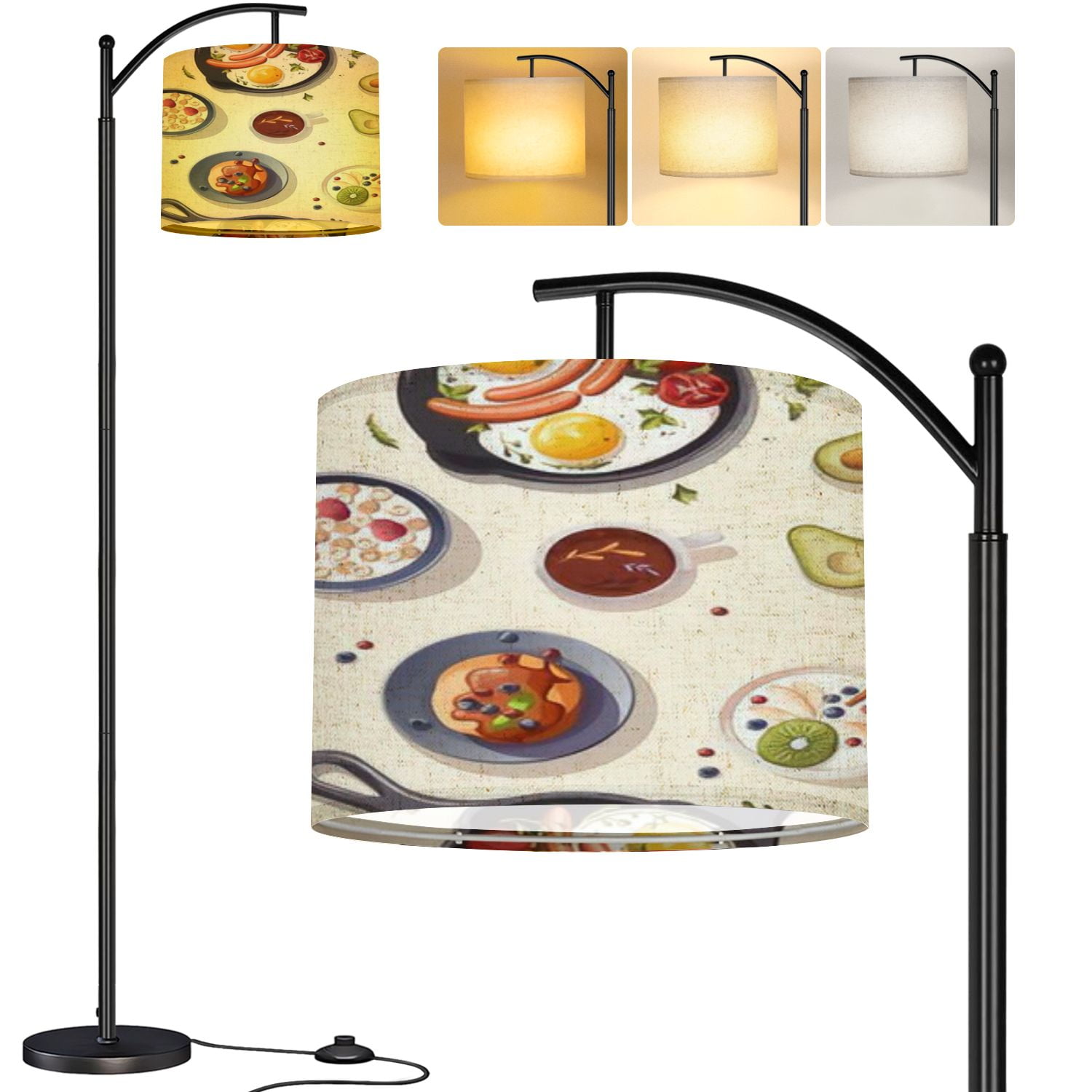 Arc Floor Lamp Seamless pattern pancakes yogurt waffles donut avocado ...