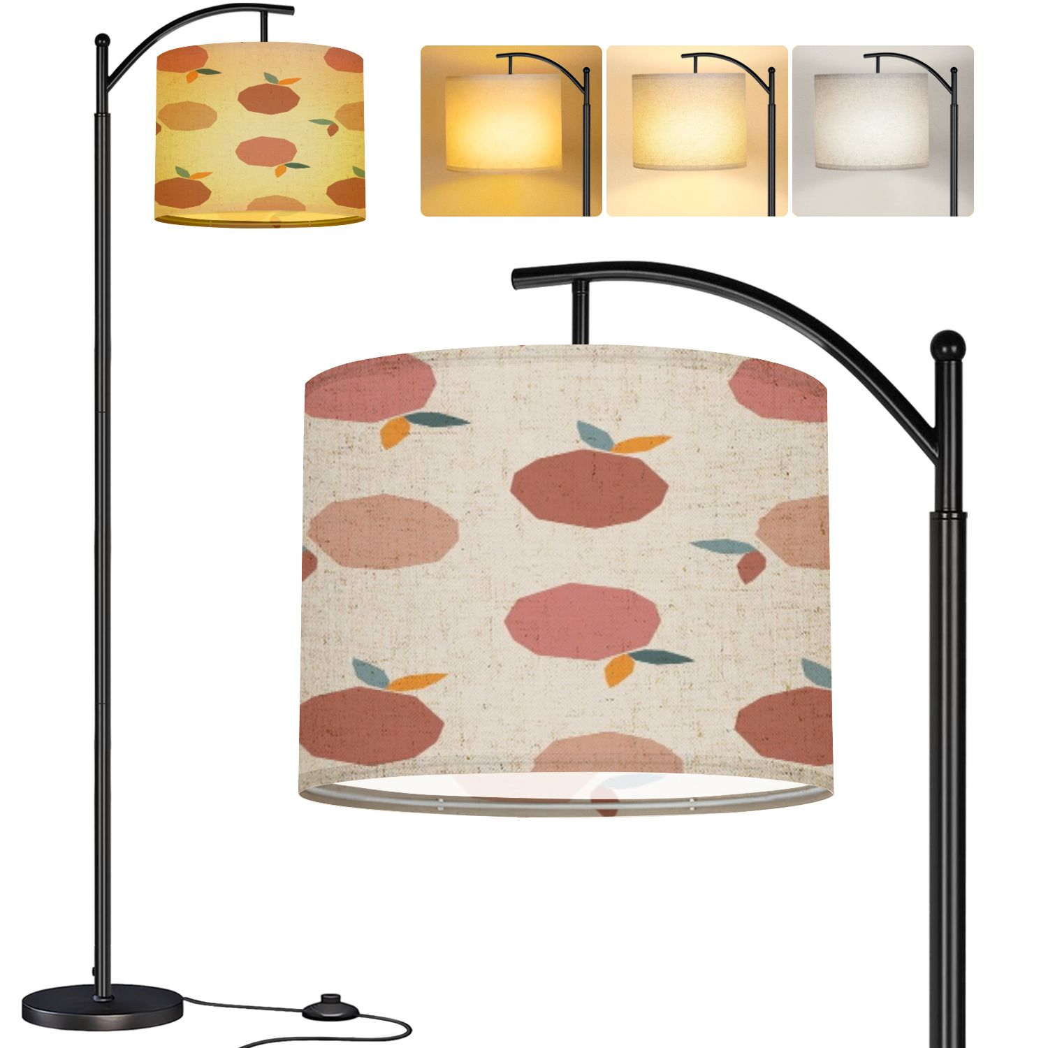 Arc Floor Lamp Seamless pattern peaches Trendy hand drawn textures ...