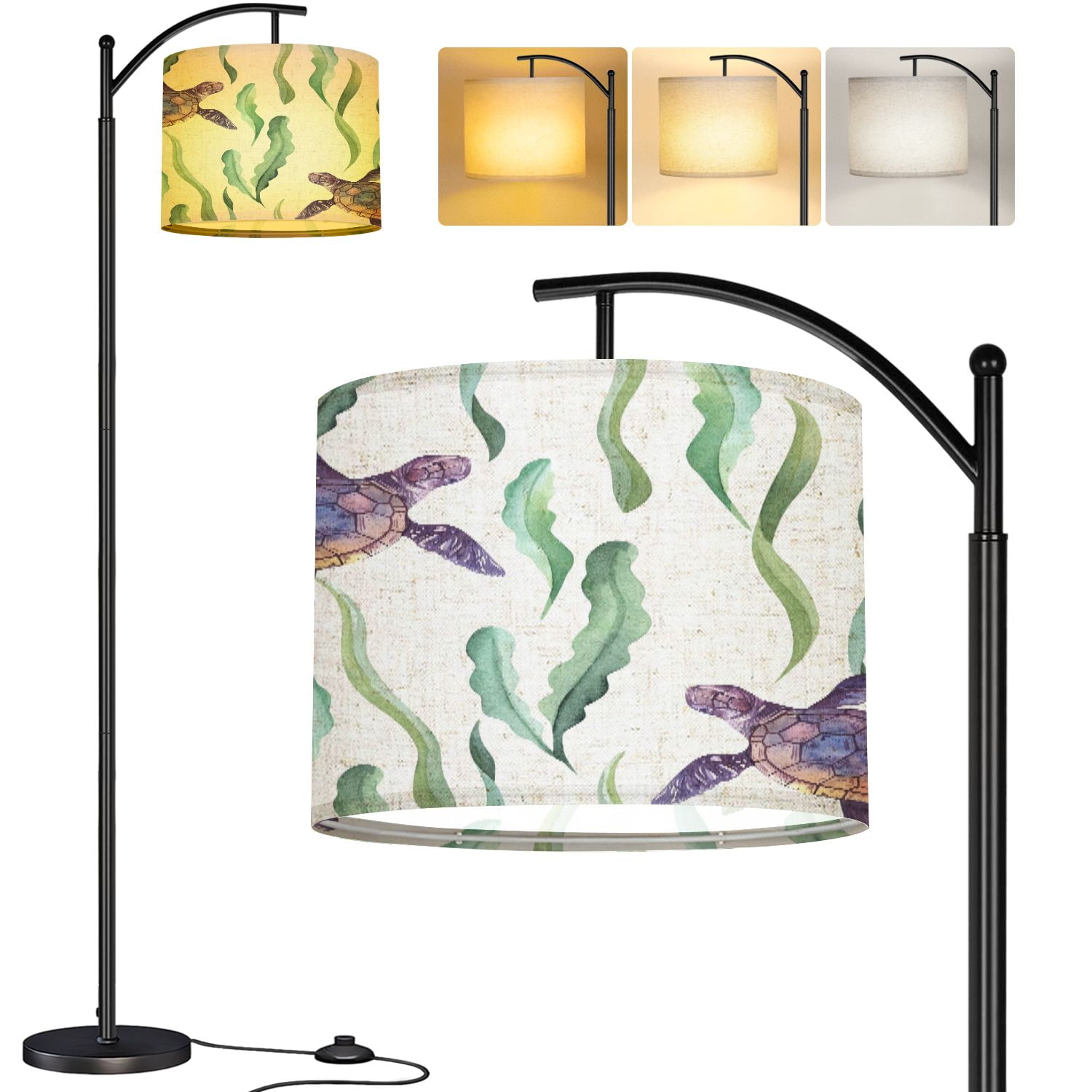Arc Floor Lamp Seamless pattern purple sea turtle seaweeds Underwater ...