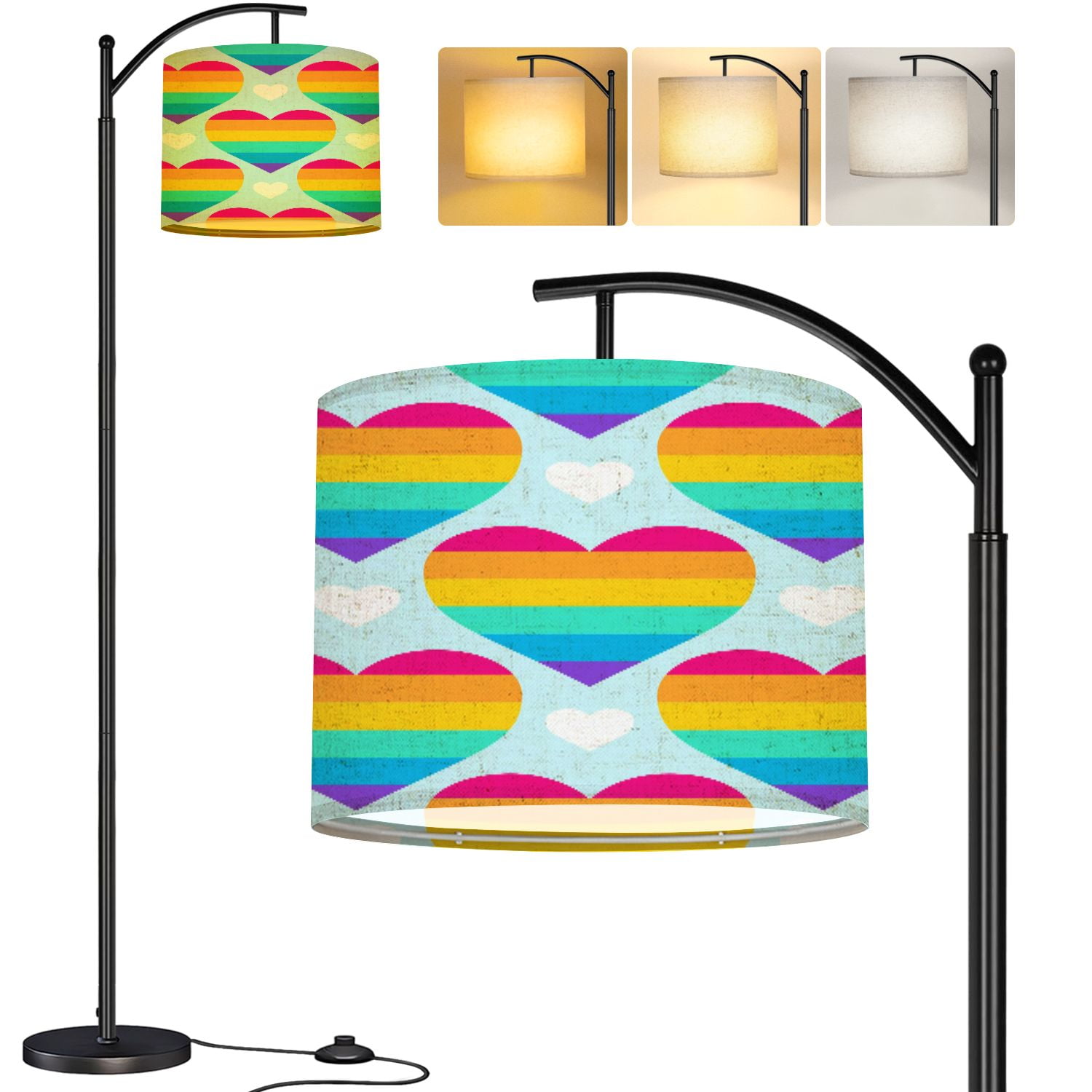 Arc Floor Lamp Seamless pattern rainbow hearts colored Trendy stylish ...