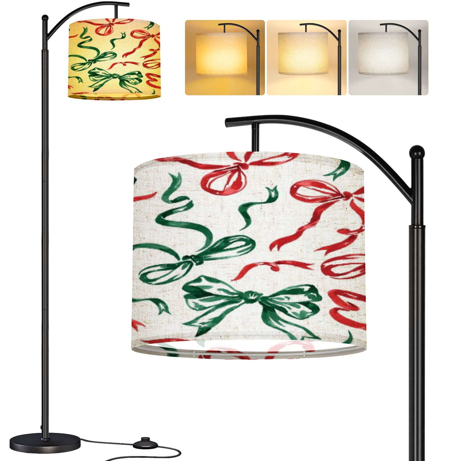 Arc Floor Lamp Seamless pattern ribbons red green hand drawn ...