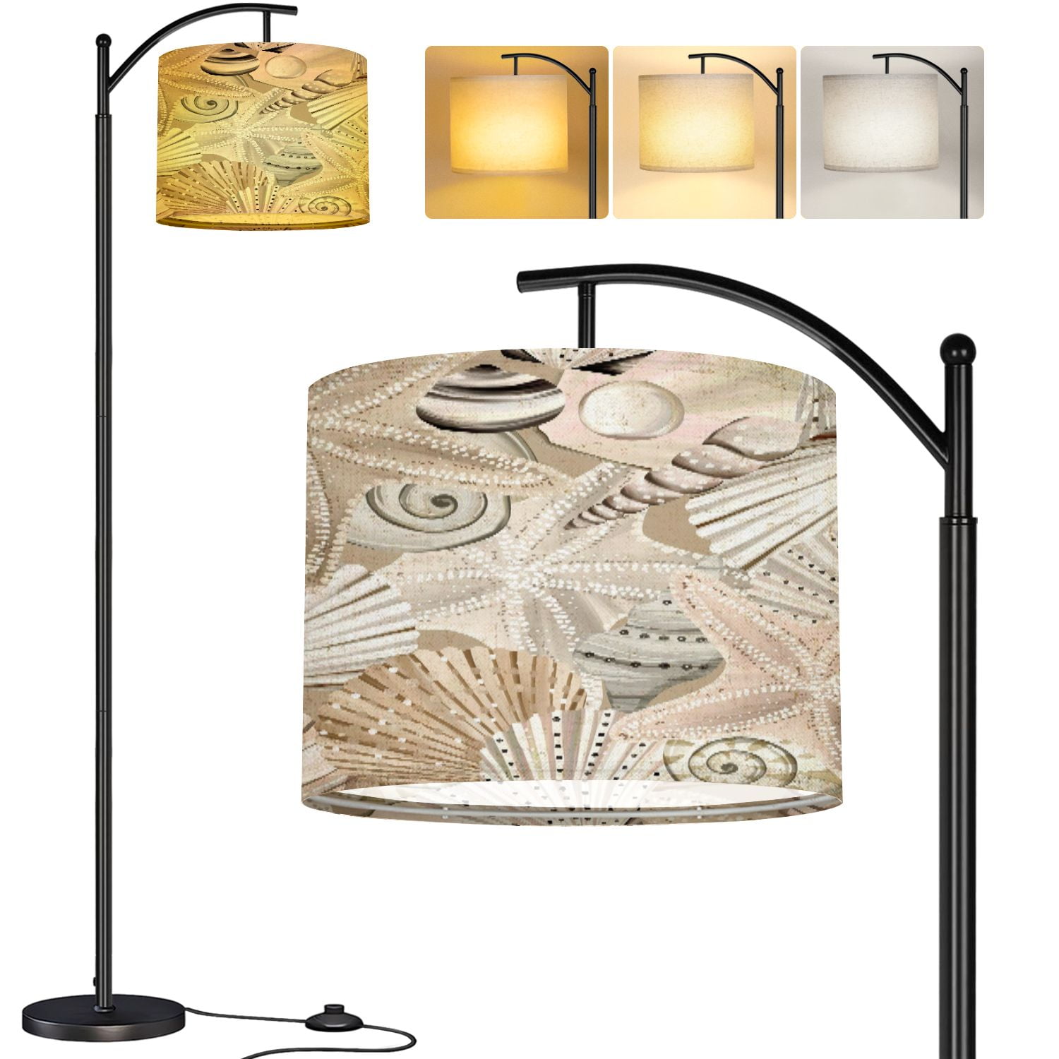 Arc Floor Lamp Seamless pattern seashells starfishes pastel color ...