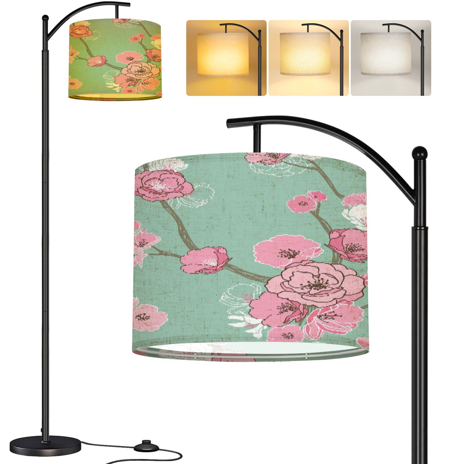 Arc Floor Lamp Seamless pattern styled spring cherry blossoms Tall ...