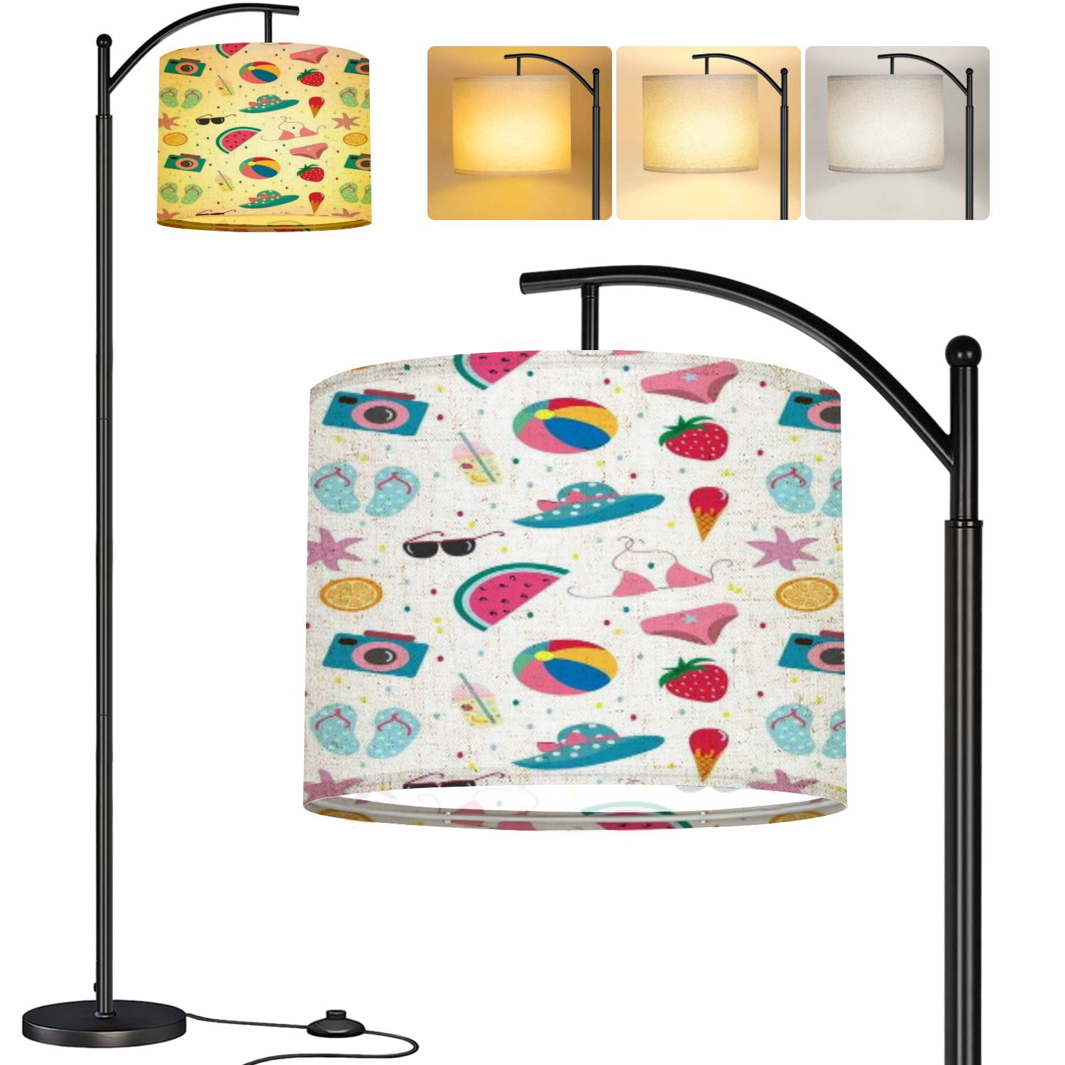 Arc Floor Lamp Seamless pattern summer vacation Hand drawn doodle ...
