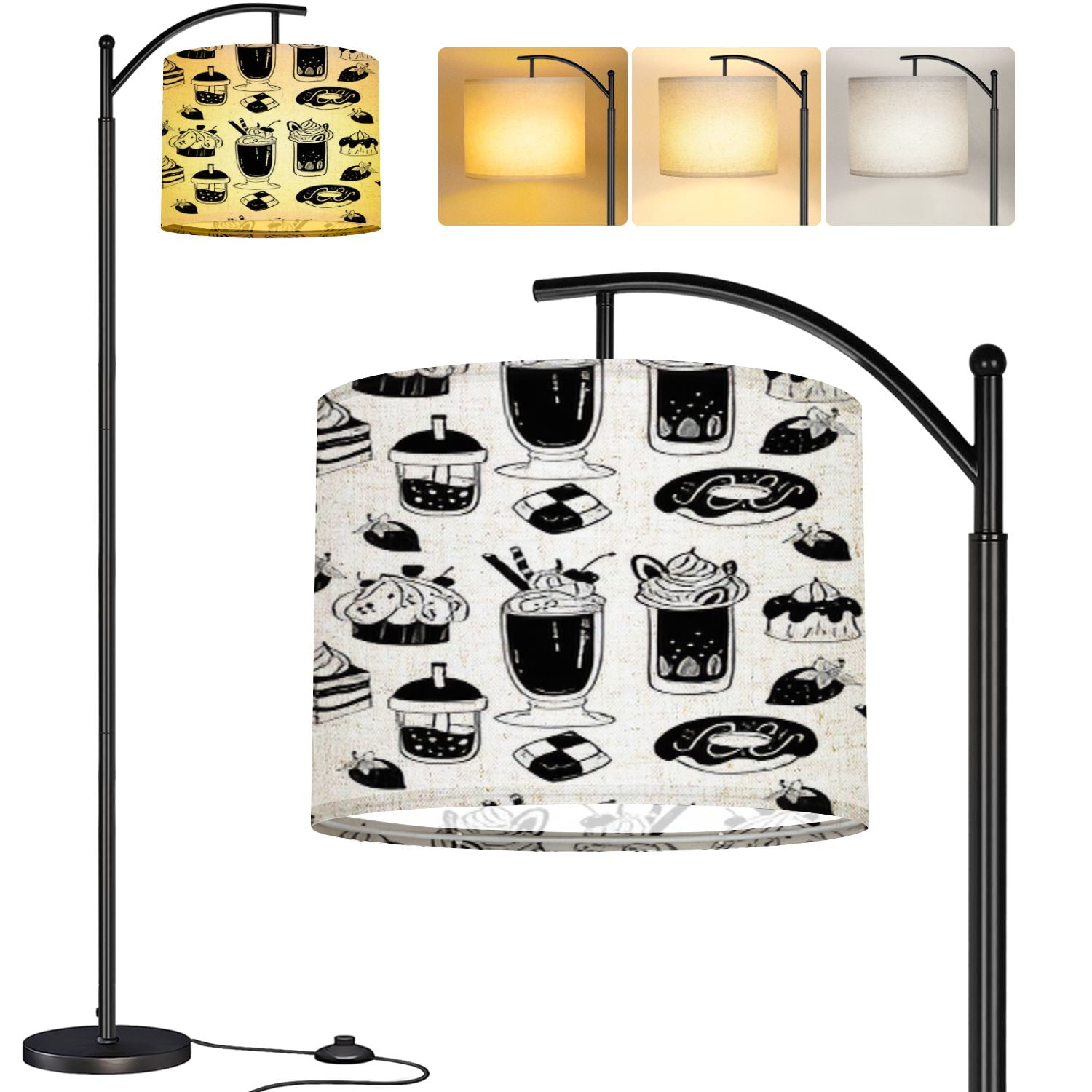 Arc Floor Lamp Seamless pattern sweets cakes creamy desserts drawn ...