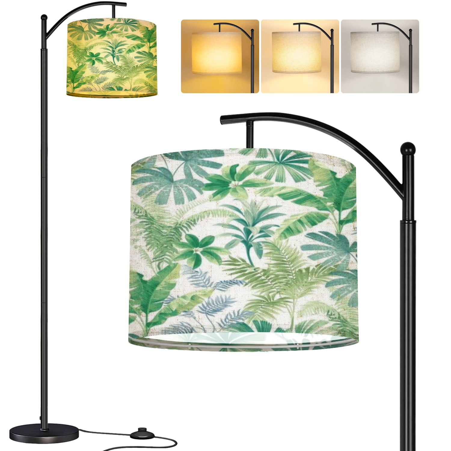 Arc Floor Lamp Seamless pattern tropical leaves Realistic botanical ...