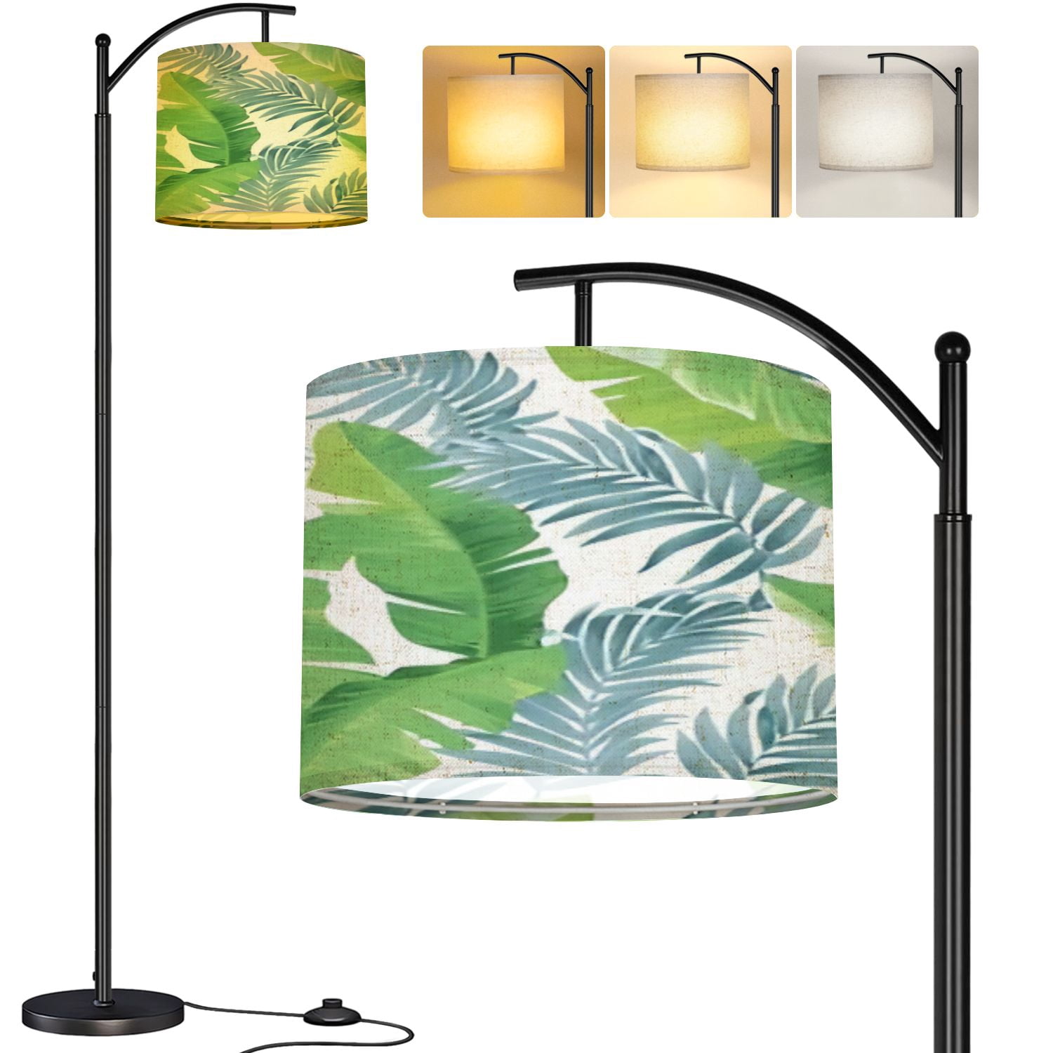 Arc Floor Lamp Seamless pattern tropical palm leaves Realistic style ...