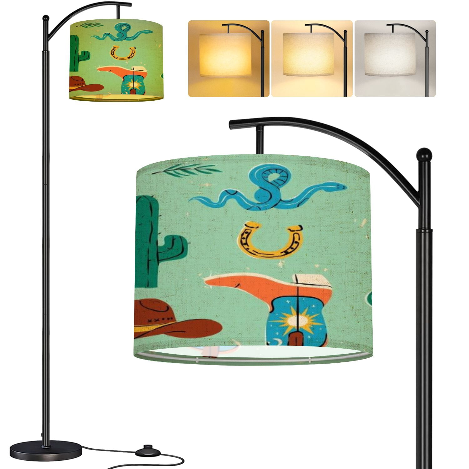 Arc Floor Lamp Seamless pattern various doodle line style trendy cowboy ...