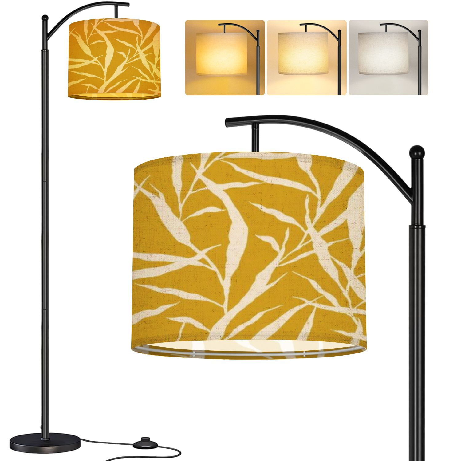 Arc Floor Lamp Seamless patterns White stems plants yellow Endless for ...