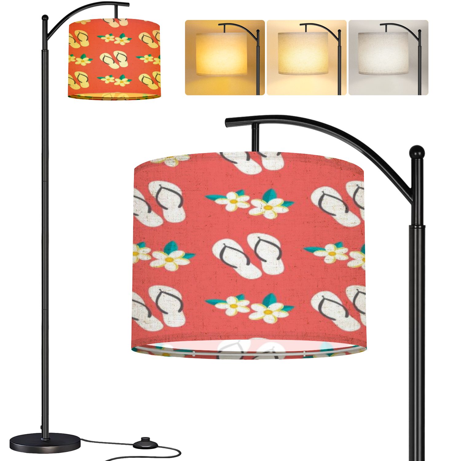 Arc Floor Lamp Seamless pink flip flops flowers pink flat style for ...