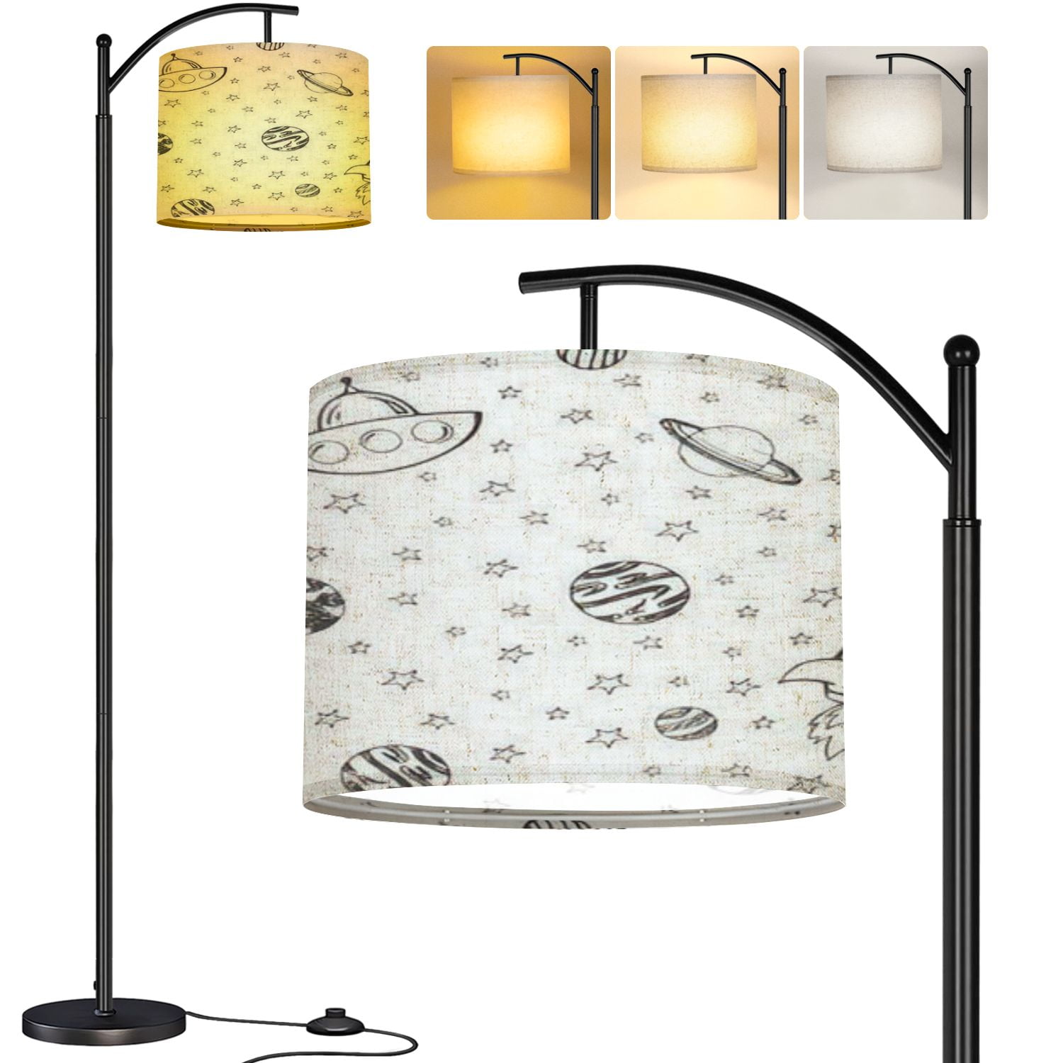 Arc Floor Lamp Seamless planets stars Tall Modern Standing Lamp LED ...