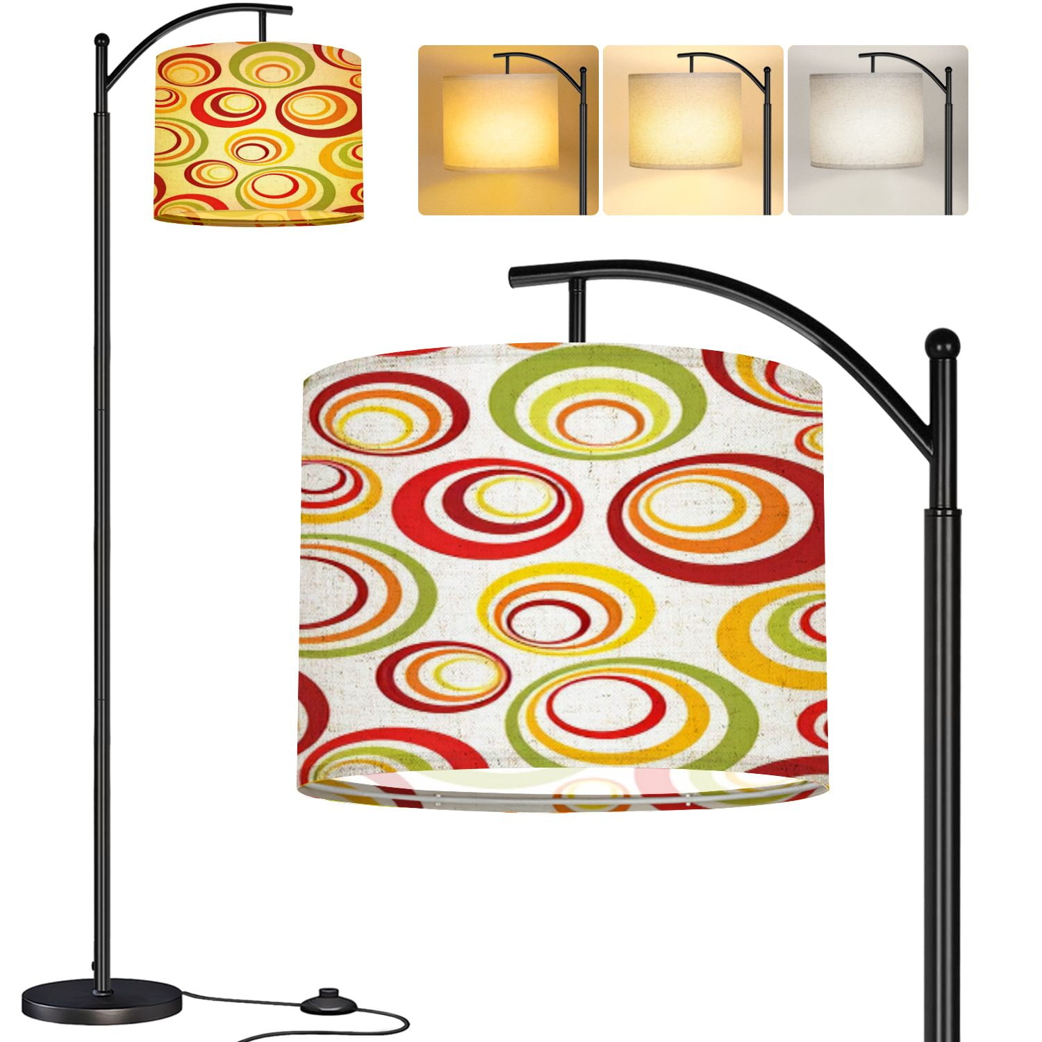 Arc Floor Lamp Seamless retro pattern Tall Modern Standing Lamp LED ...