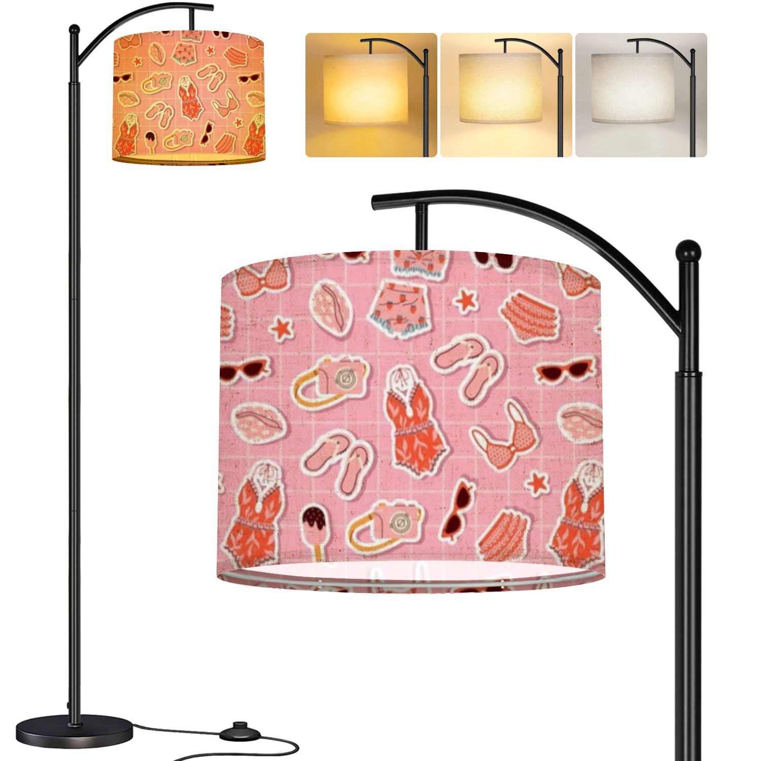 Arc Floor Lamp Seamless summer beachwear elements pink Includes ...