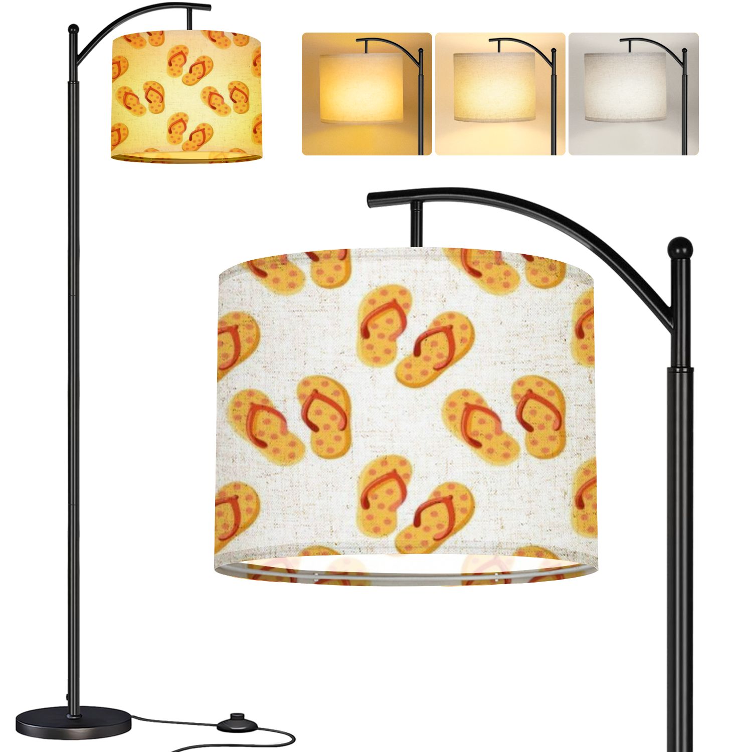 Arc Floor Lamp Seamless summer cartoon polka dot flip flops white Tall ...