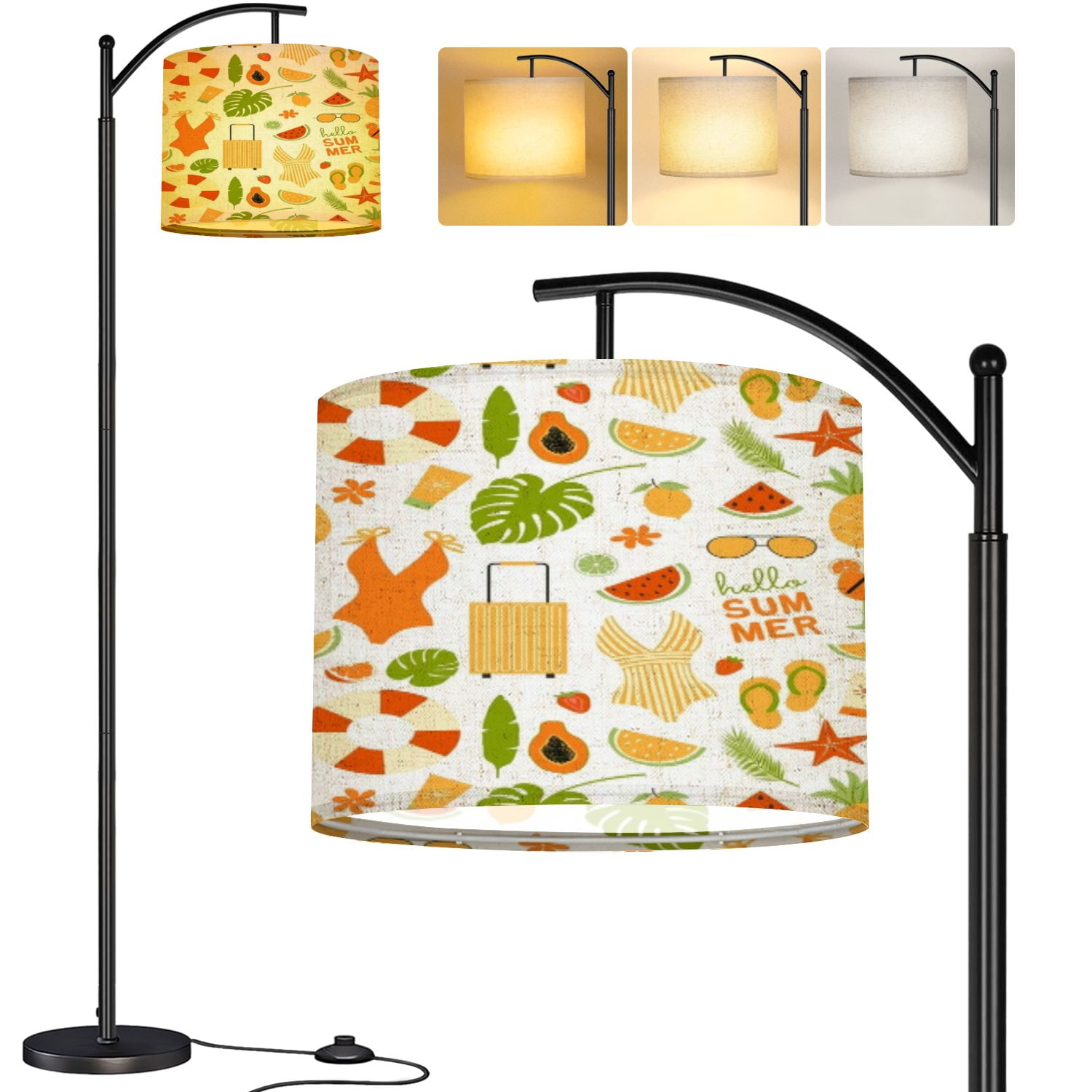 Arc Floor Lamp Seamless summer elements swimsuits sunglasses fruits ...