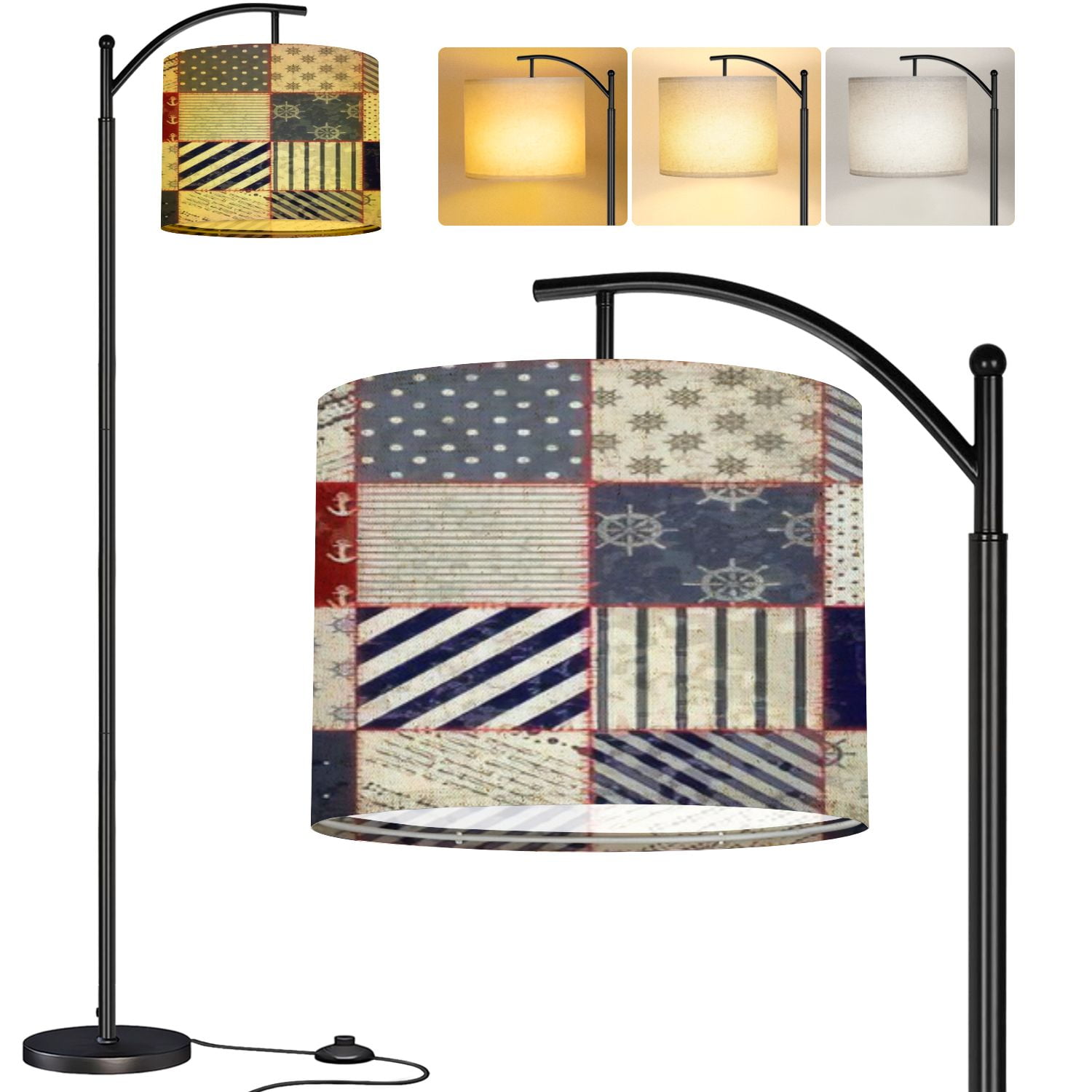 Arc Floor Lamp Seamless tile endlessly Grunge patchwork nautical style Tall Modern Standing Lamp ...