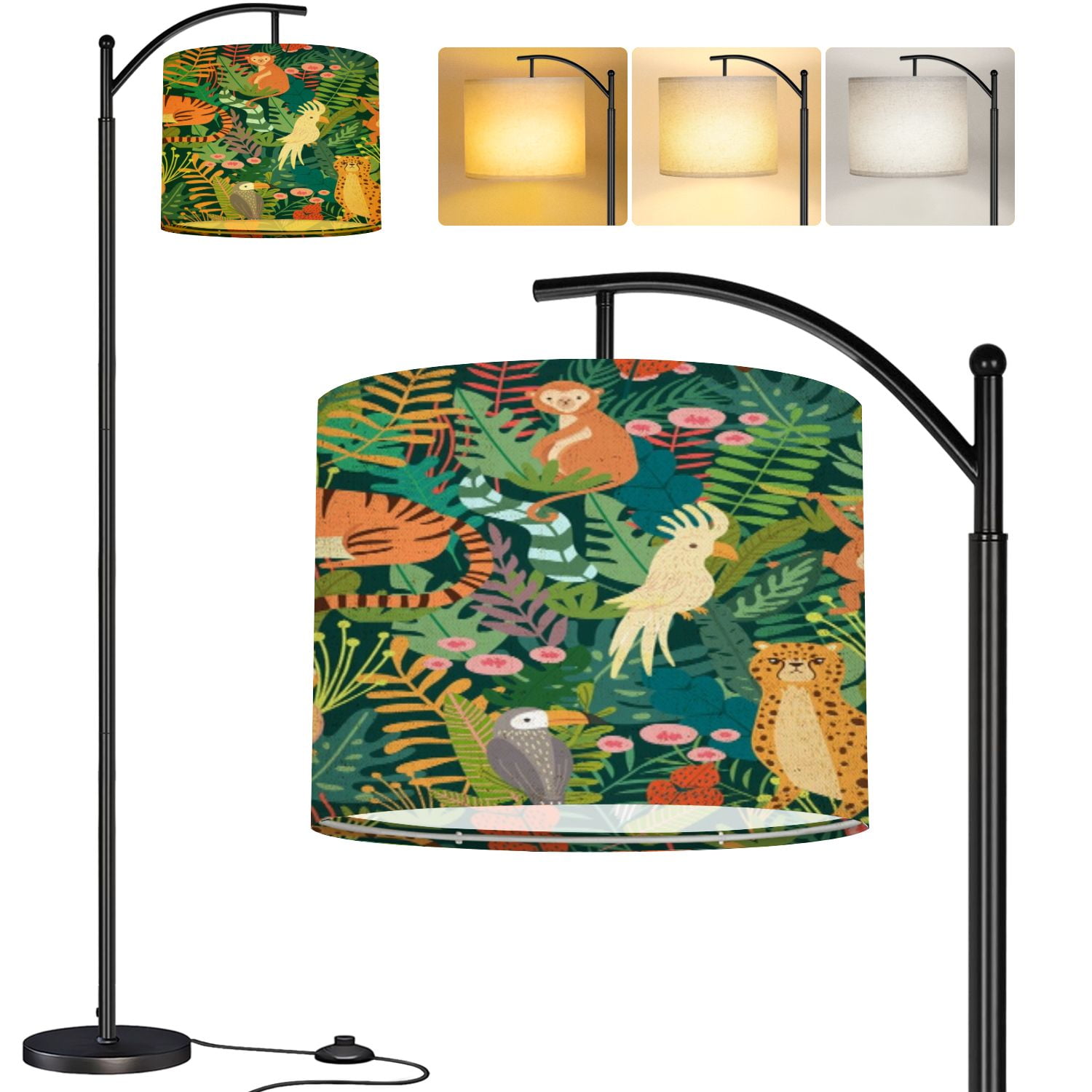 Arc Floor Lamp Seamless tropical animals bird jungle Exotic animals ...