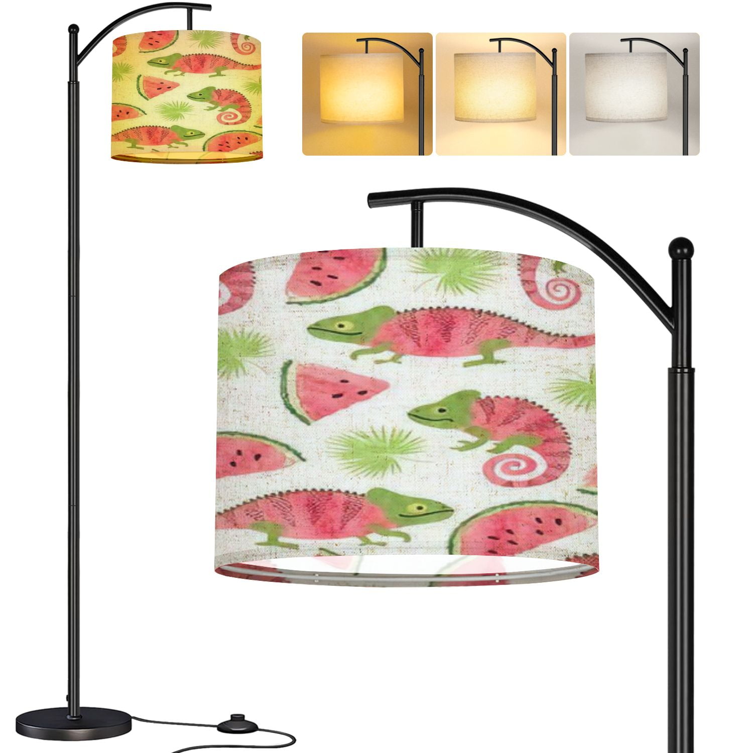 Arc Floor Lamp Seamless tropical cute watercolor chameleons watermelons ...