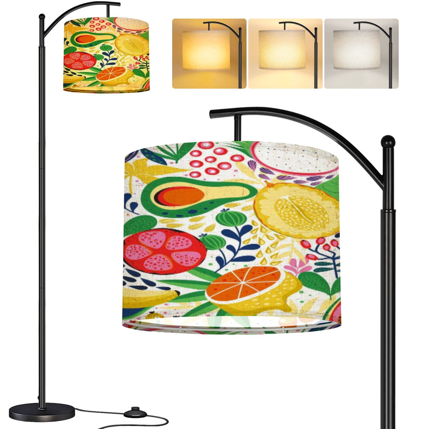 Arc Floor Lamp Seamless various tropical fruits white fruit pattern ...