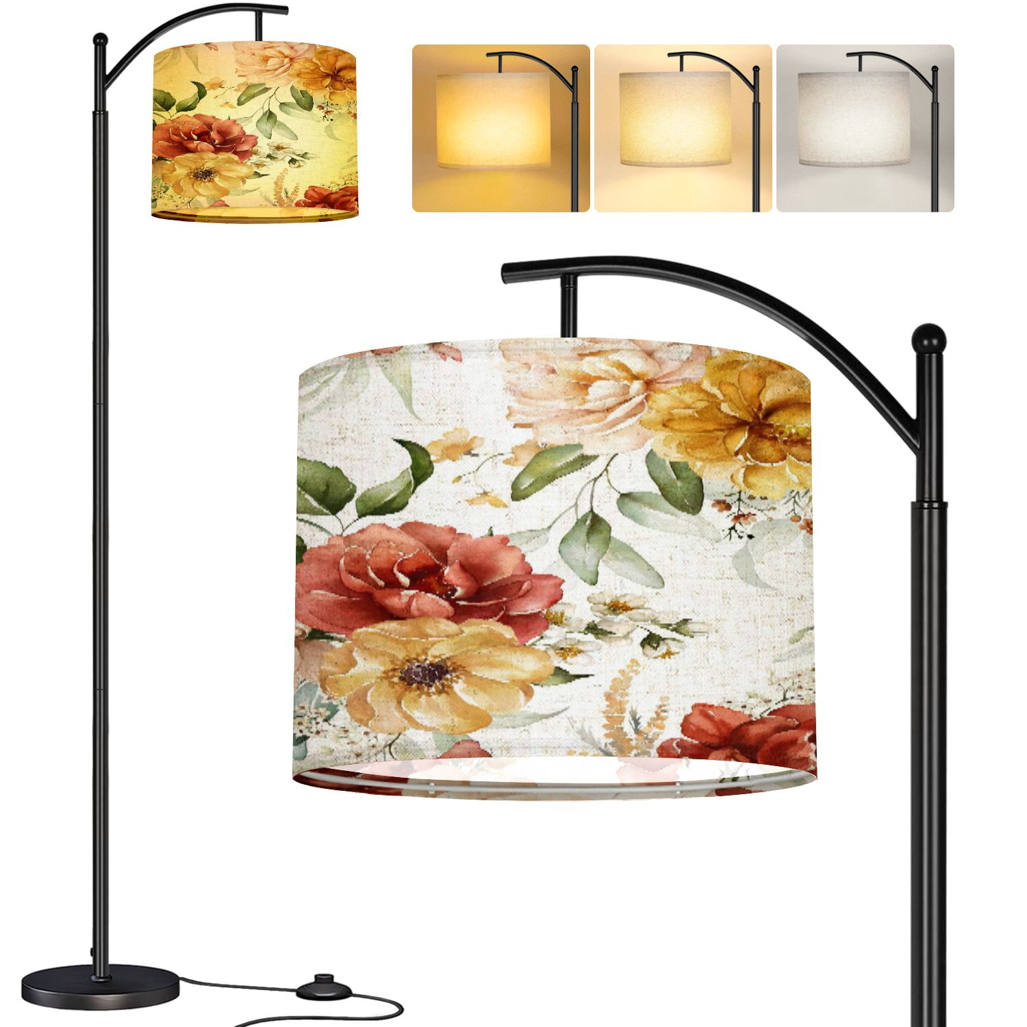 Arc Floor Lamp Seamless watercolor floral pattern pink blush flowers ...