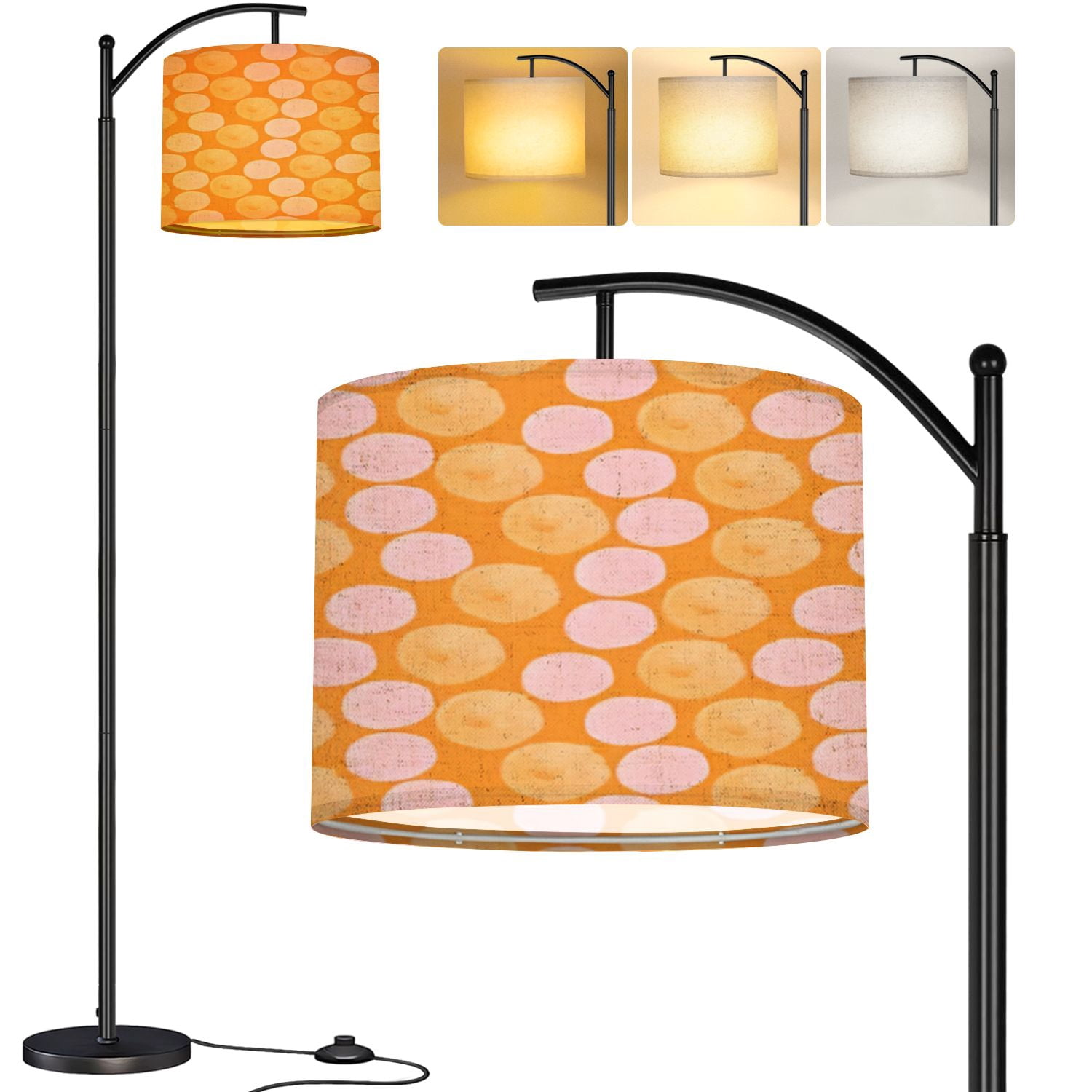 Arc Floor Lamp Seamless watercolor pattern 60 s style orange Bright ...