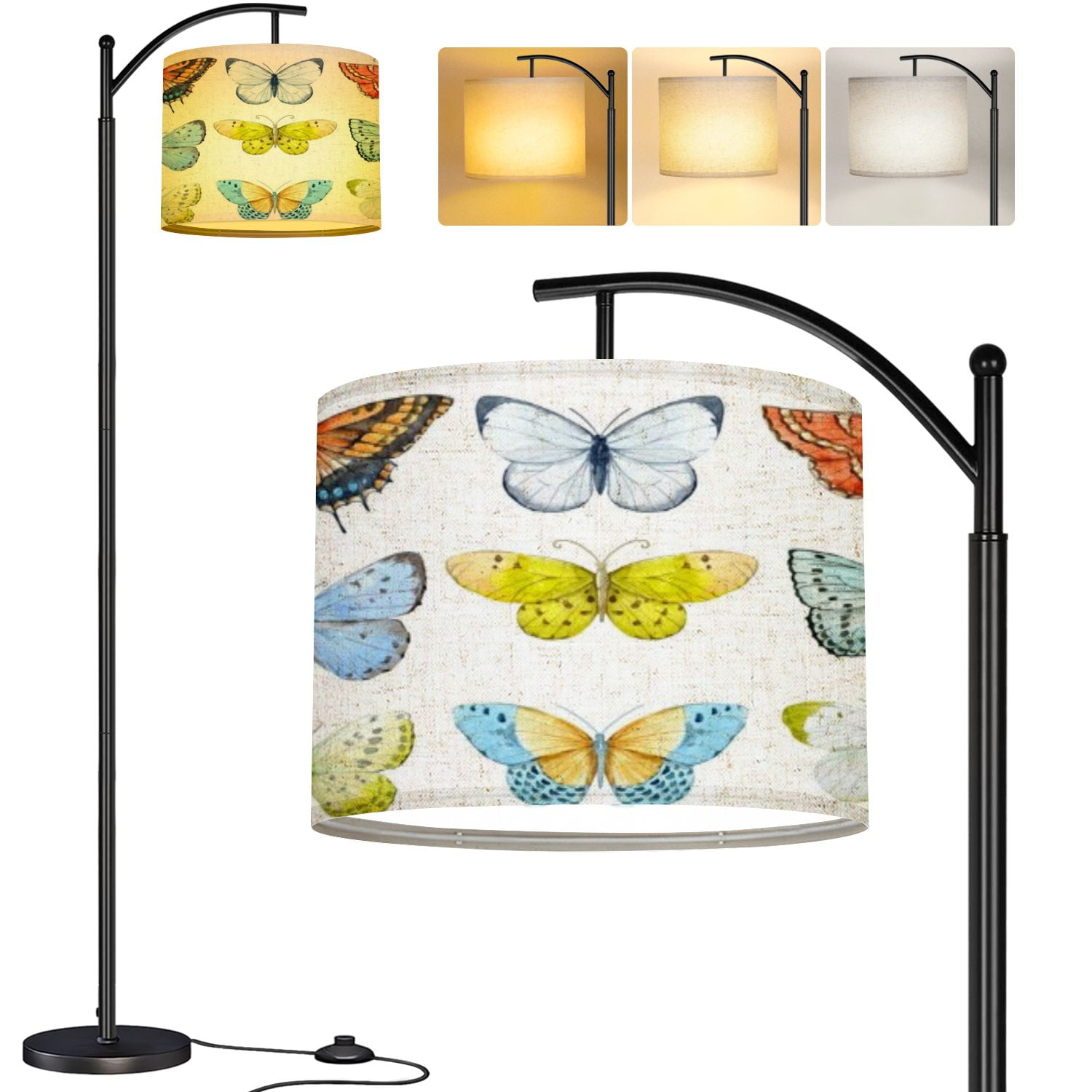Arc Floor Lamp Set beautiful watercolor butterflies blue yellow red ...