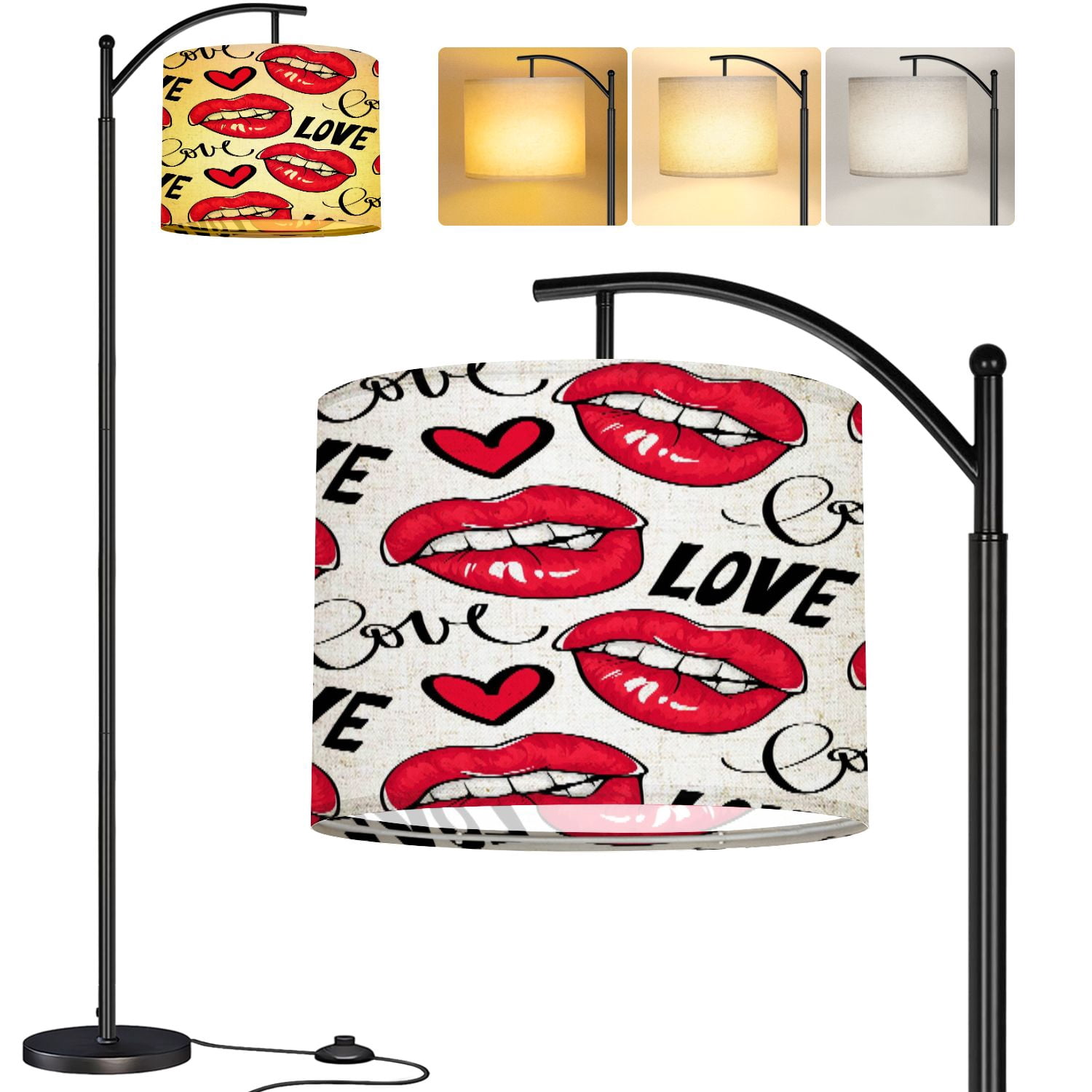 Arc Floor Lamp Sexy red lips seamless pattern Female mouth red lipstick ...