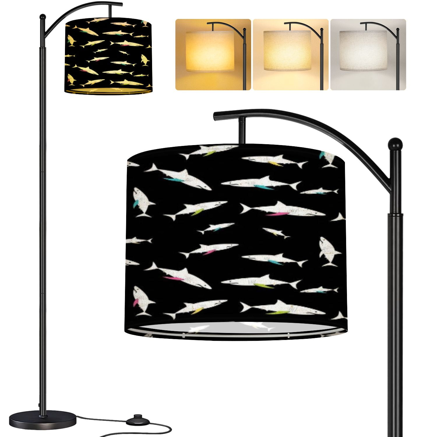 Arc Floor Lamp Shark neon colored fins black to give it depth for ...