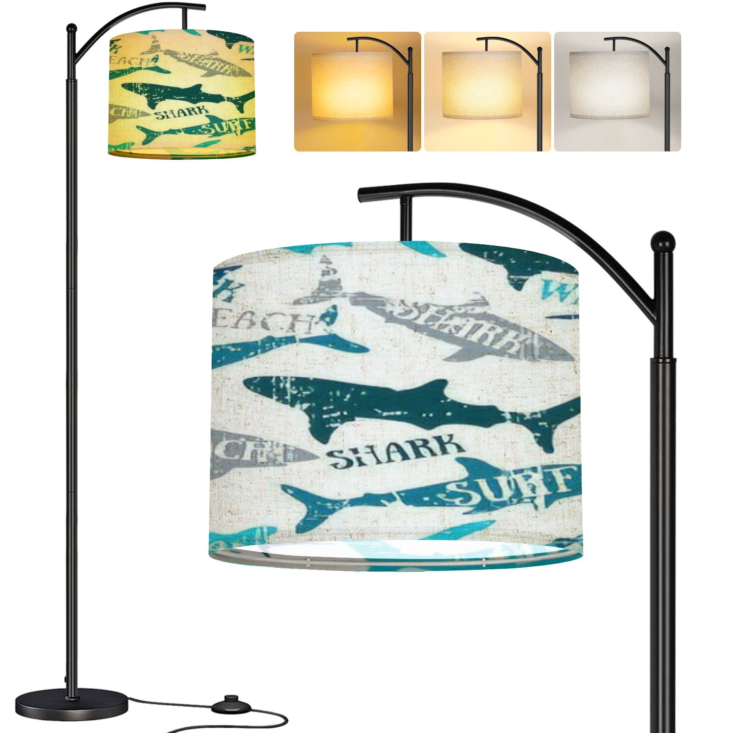 Arc Floor Lamp Sharks silhouettes seamless pattern Urban pattern ...
