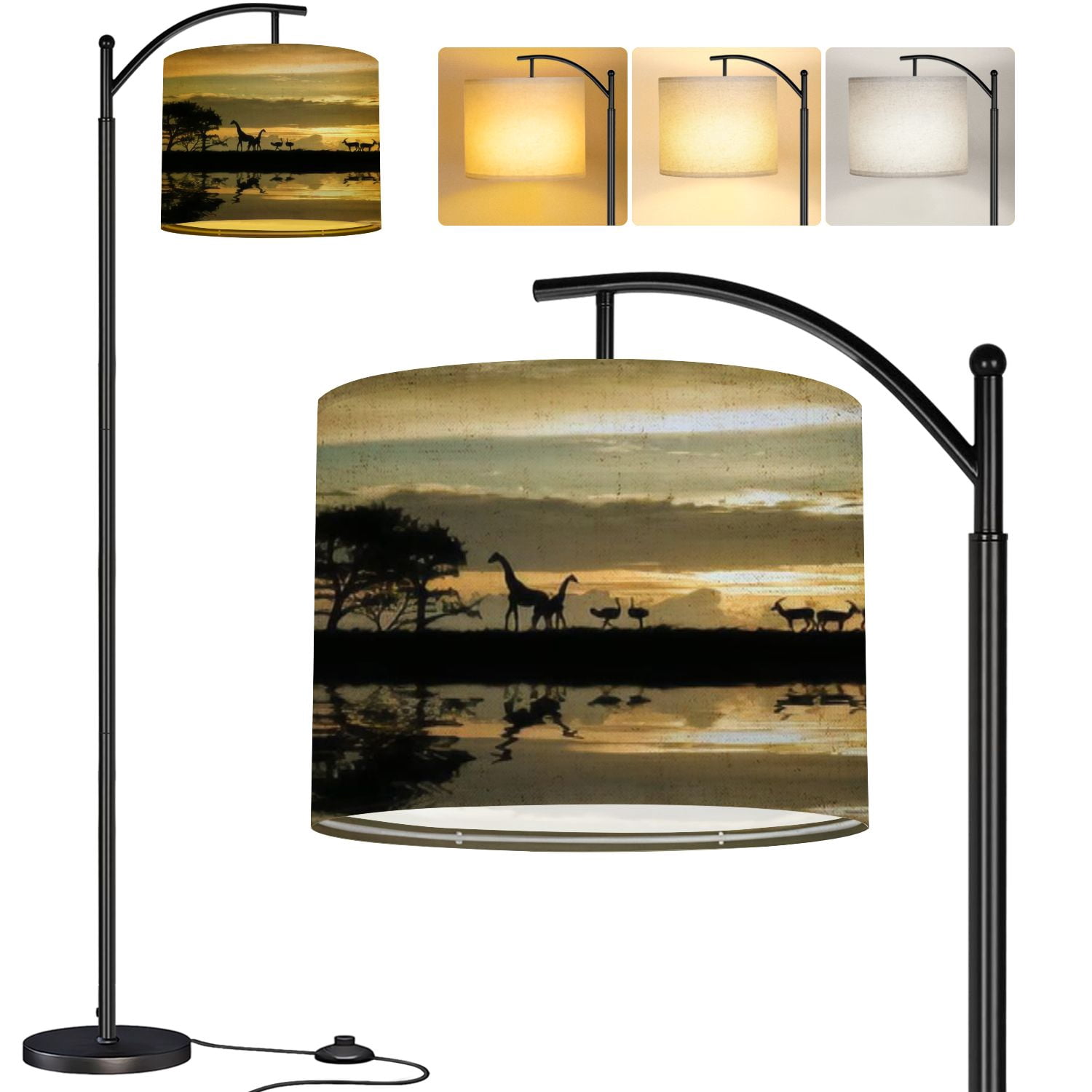 Arc Floor Lamp Silhouette animals Africa theme setting beautiful ...