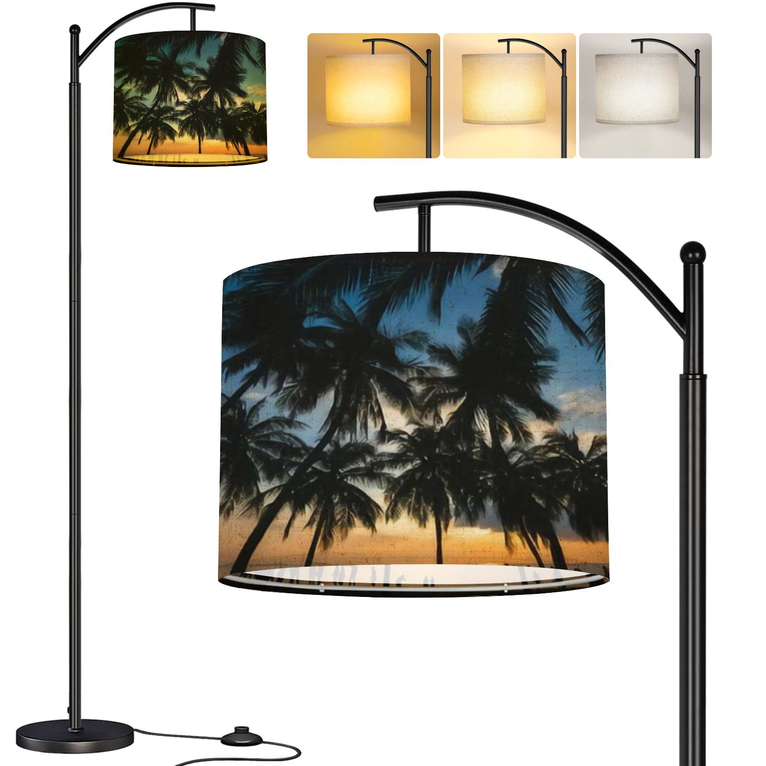 Arc Floor Lamp Silhouette coconut tree people enjoyment is summer beach ...