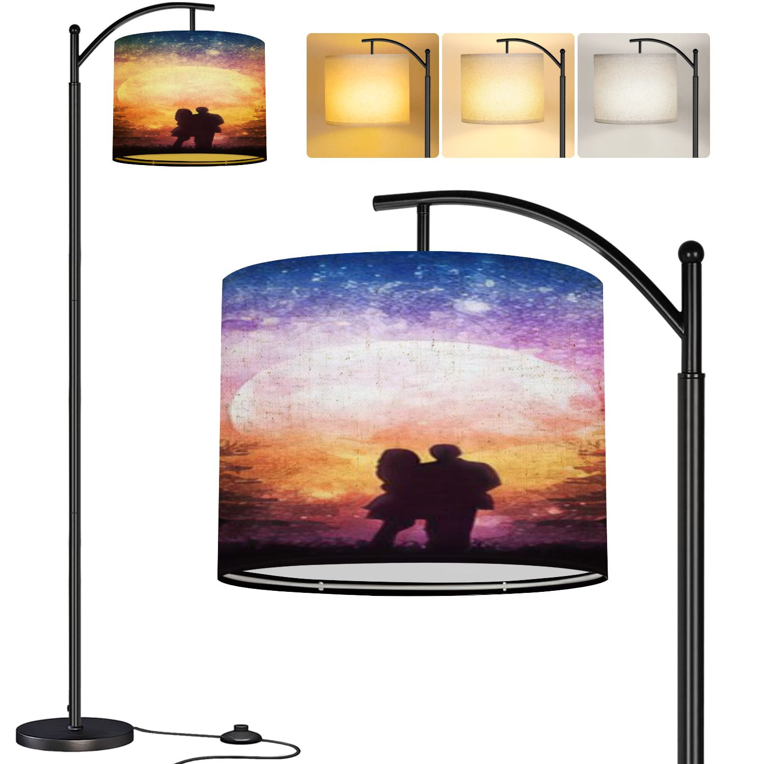 Arc Floor Lamp Silhouette gentle couple love cosmic sunset moon stars ...