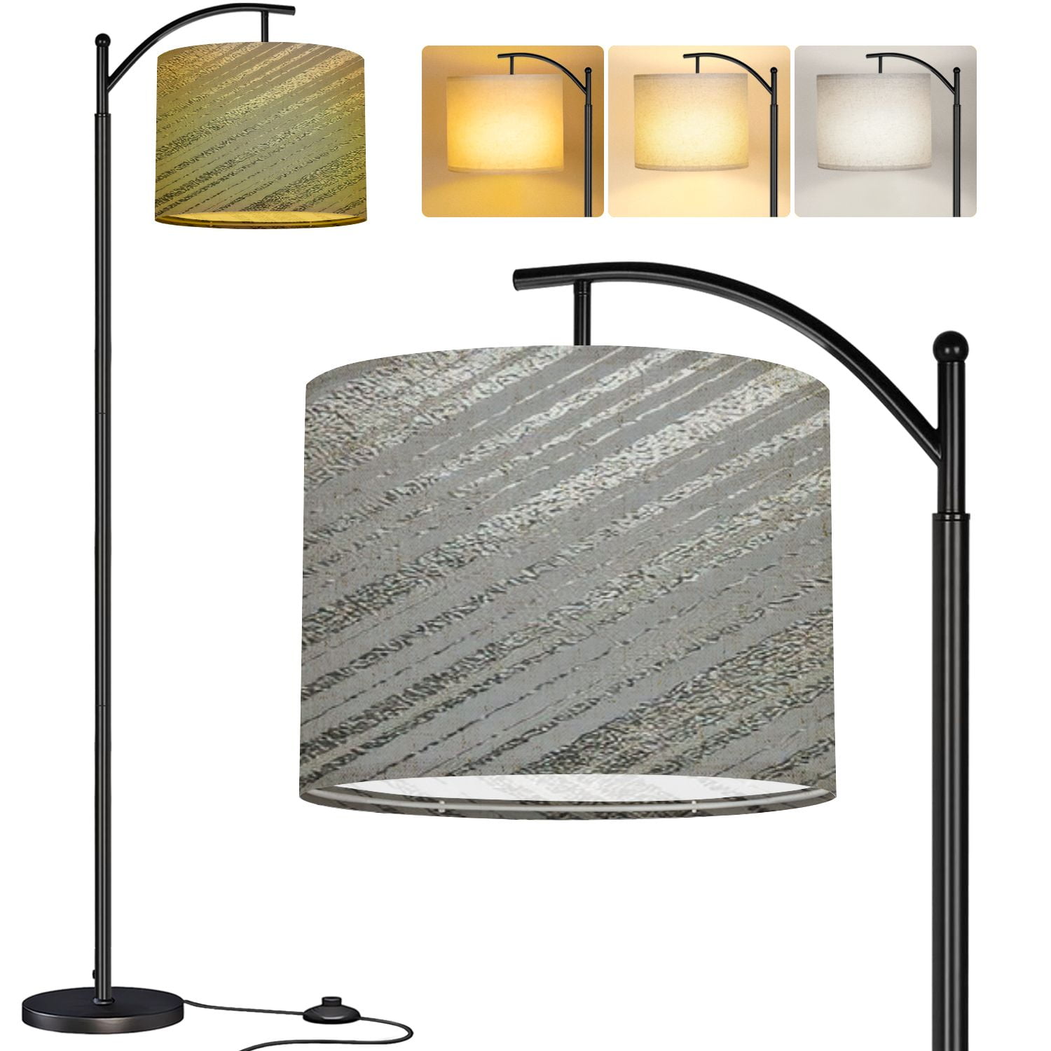 Arc Floor Lamp Silver diagonal stripes texture Vintage abstract Bright ...