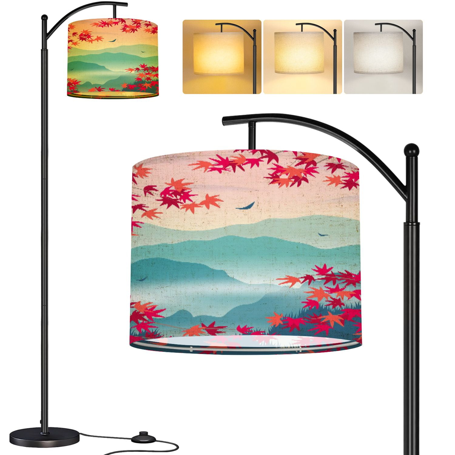 Arc Floor Lamp Simple autumn landscape foggy mountains red Japanese ...