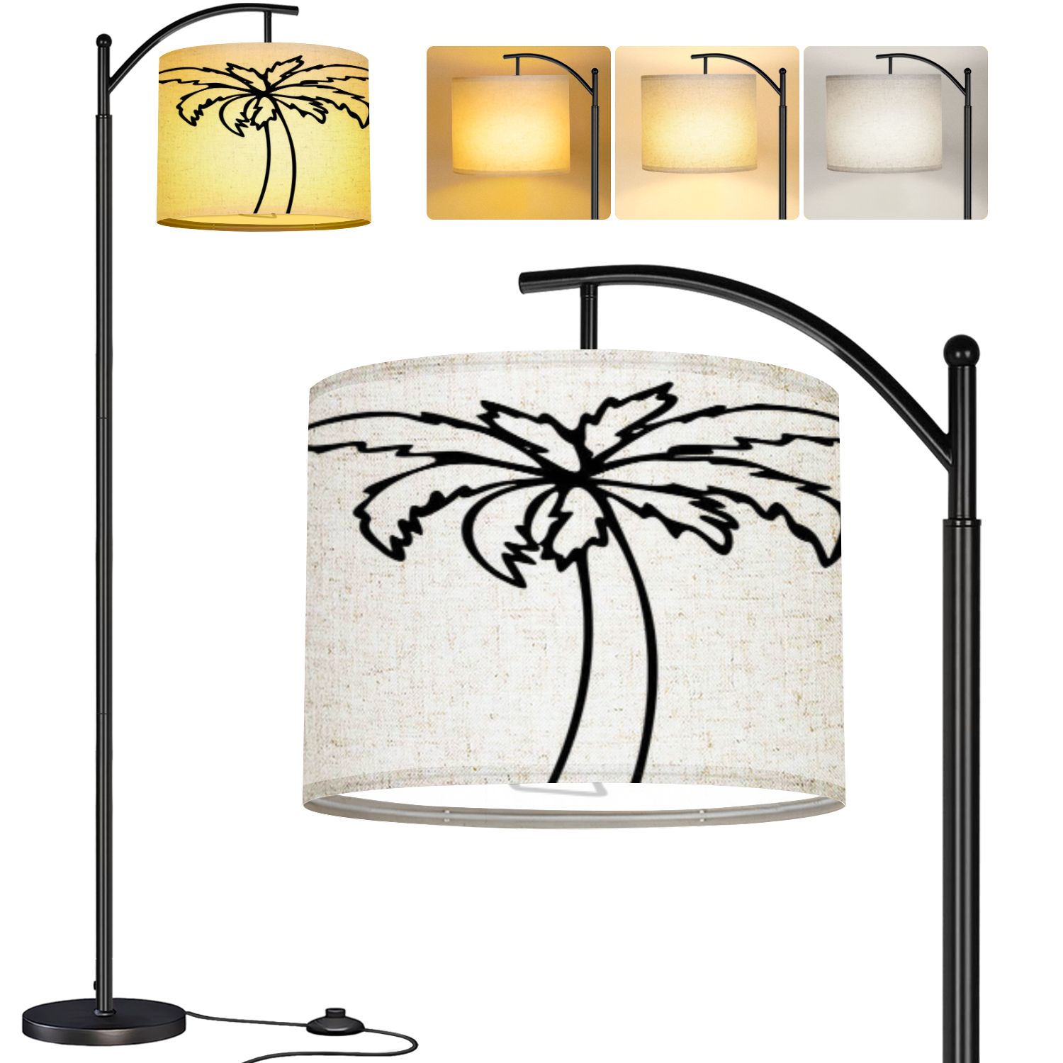 Arc Floor Lamp Simple black white outline palm tree for tropical summer ...