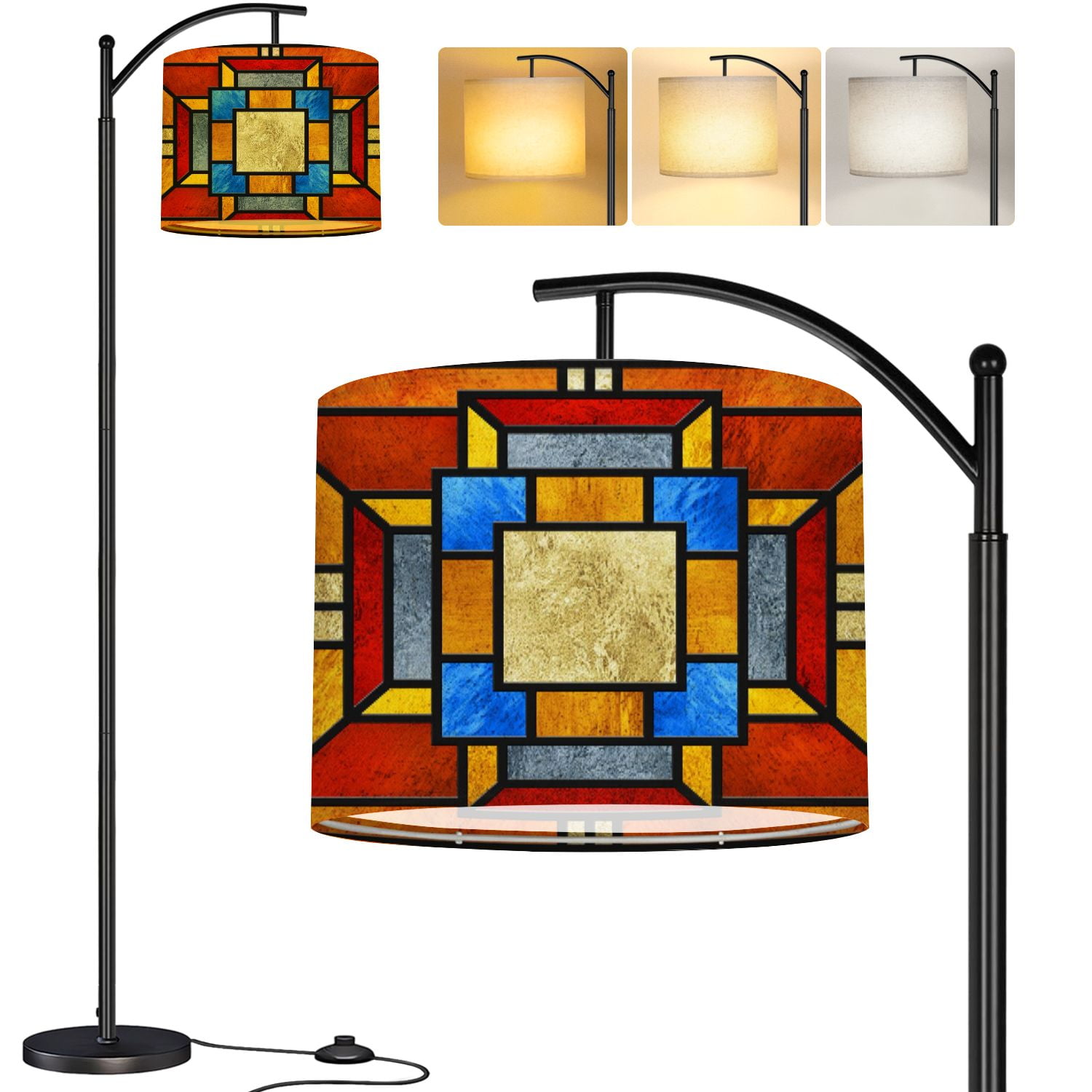 Arc Floor Lamp Sketch colored stained glass window Art Deco Abstract ...