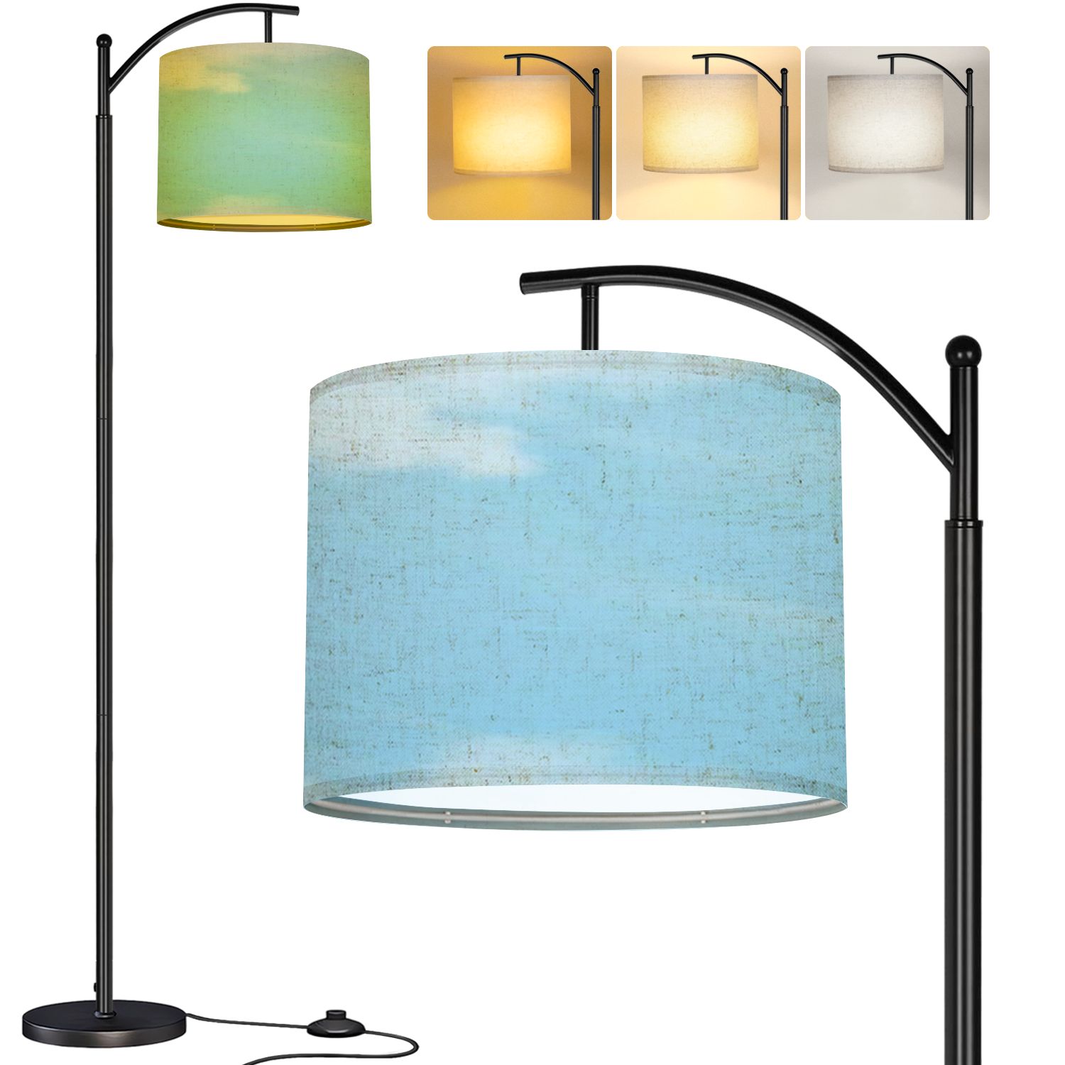 Arc Floor Lamp Sky Blue clouds Vertical Cartoon 3D Sky Cloudy Sun Light ...