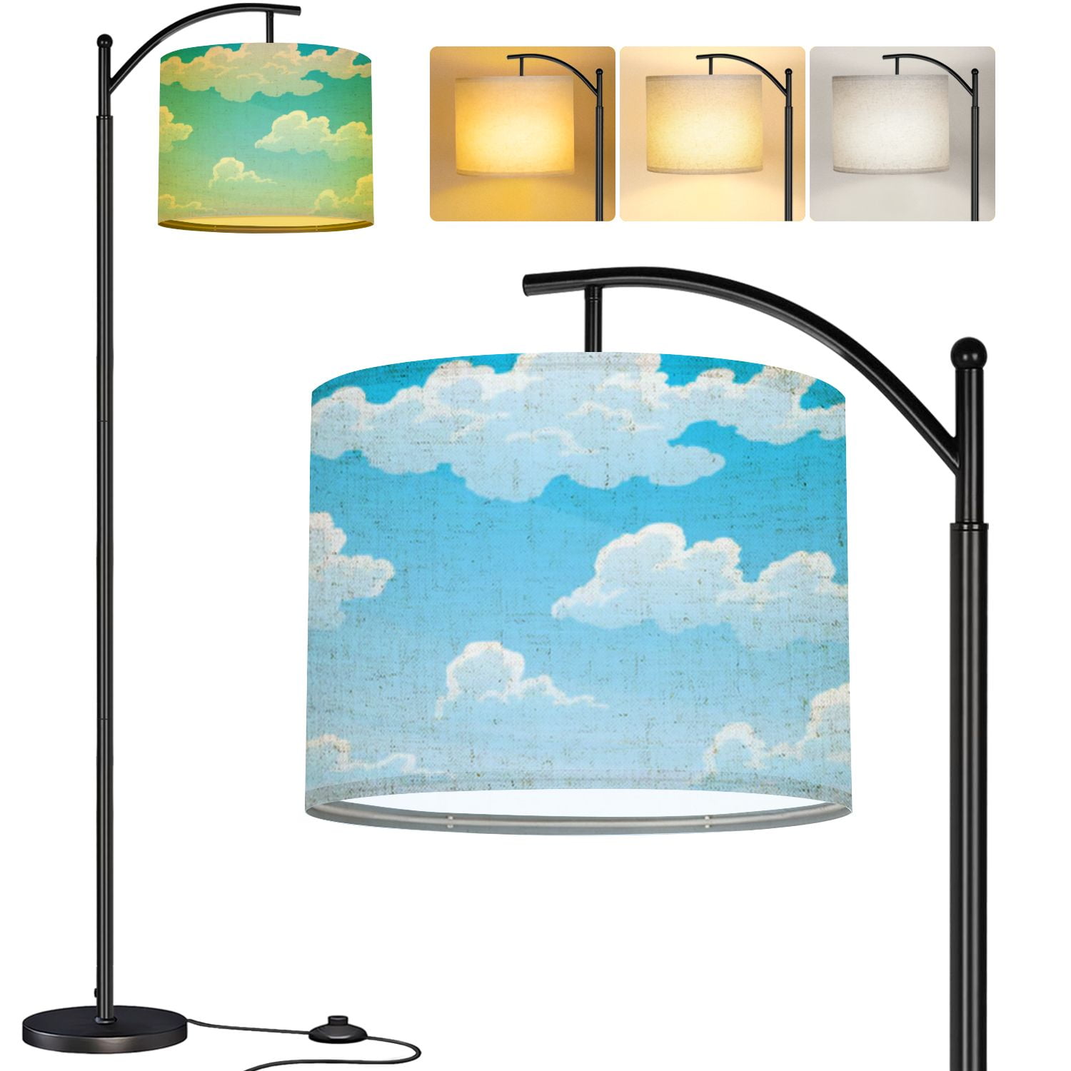 Arc Floor Lamp Sky clouds hand painted watercolor Stylish design airy ...