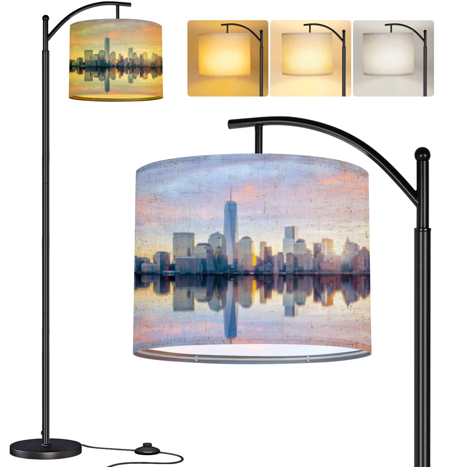 Arc Floor Lamp Skyline World Trade Center building twilight Tall Modern ...