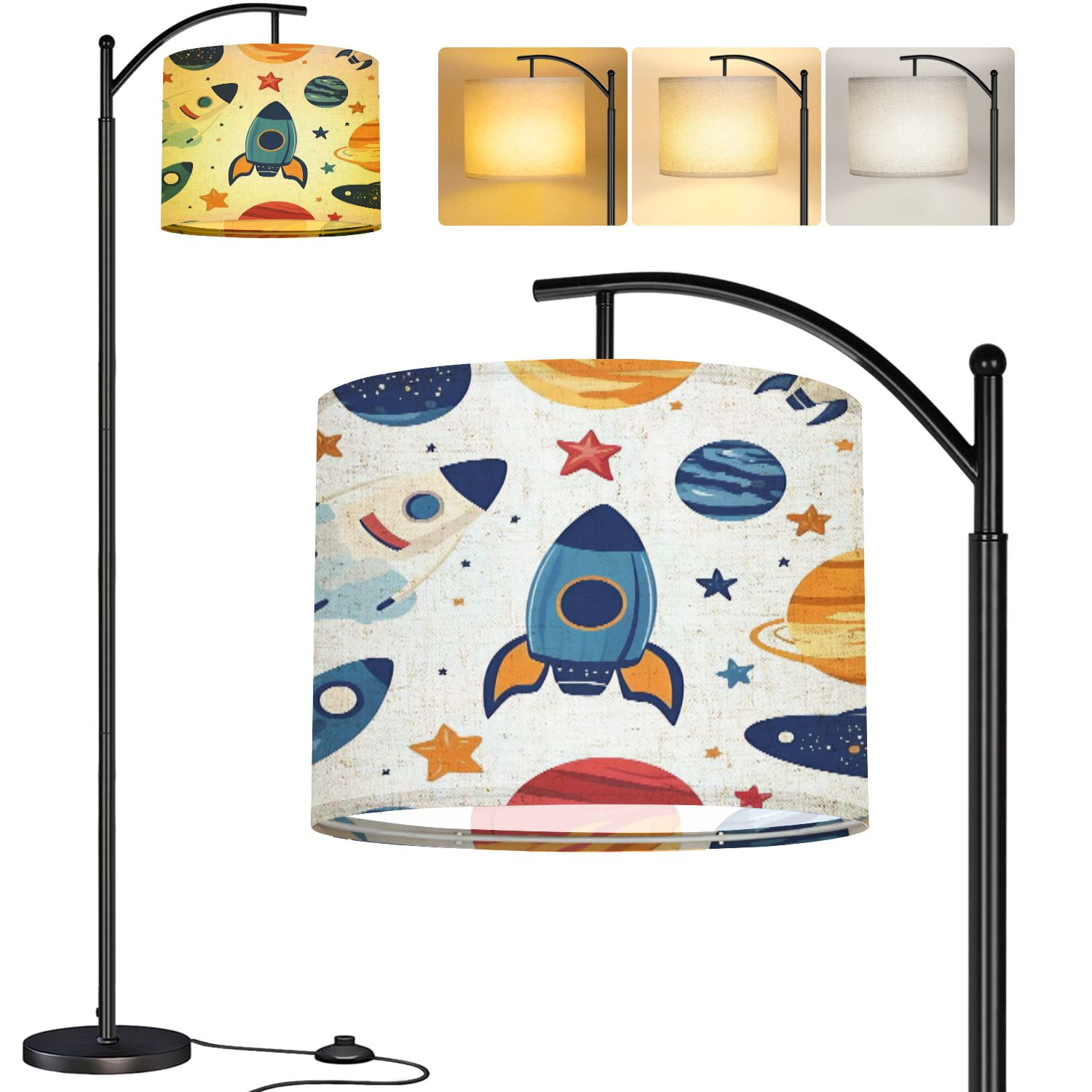 Arc Floor Lamp Space Seamless Pattern Cartoon Planets Planets Stars ...