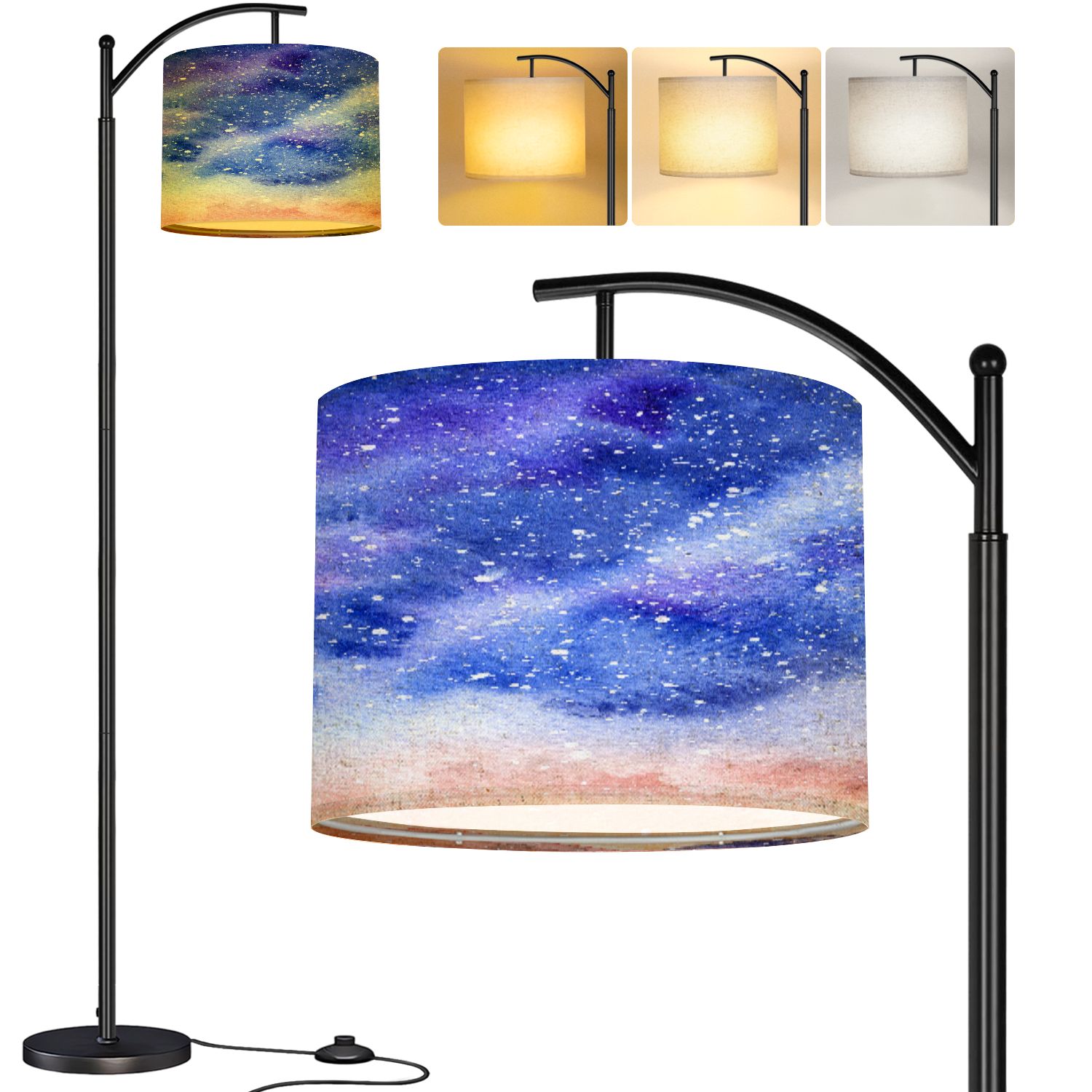Arc Floor Lamp Space Starry sky galaxy picture paper watercolor Tall ...