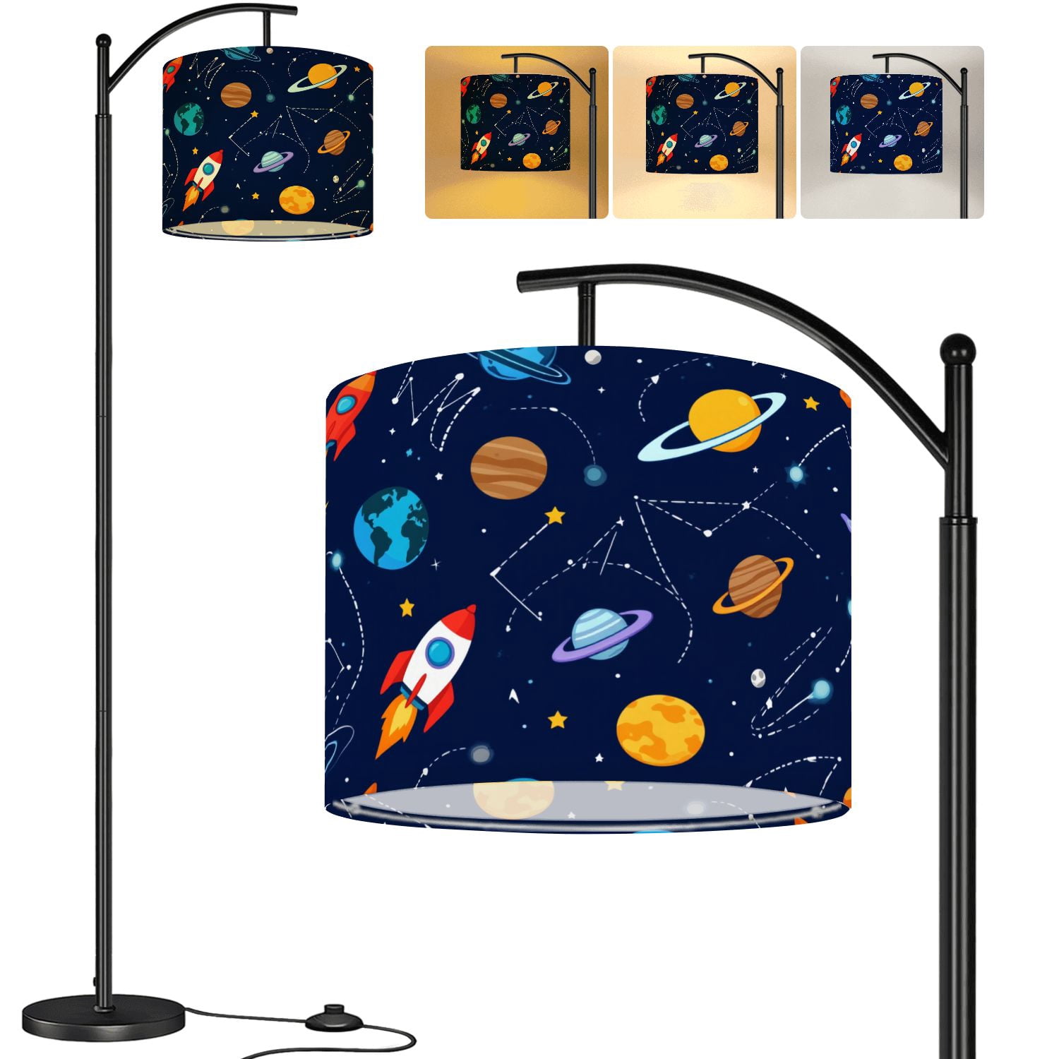 Arc Floor Lamp Space theme Solar system kids cartoon planet Tall Modern ...