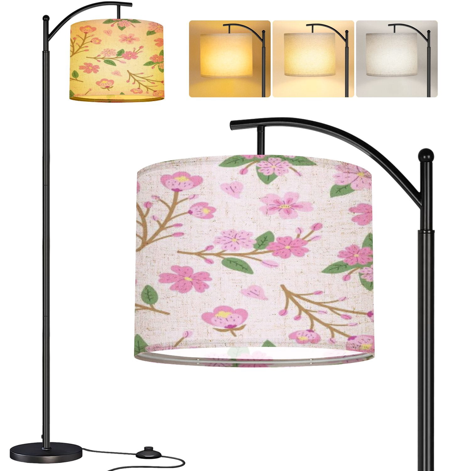 Arc Floor Lamp Spring Cherry Blossom Seamless Pattern Hand drawn ...