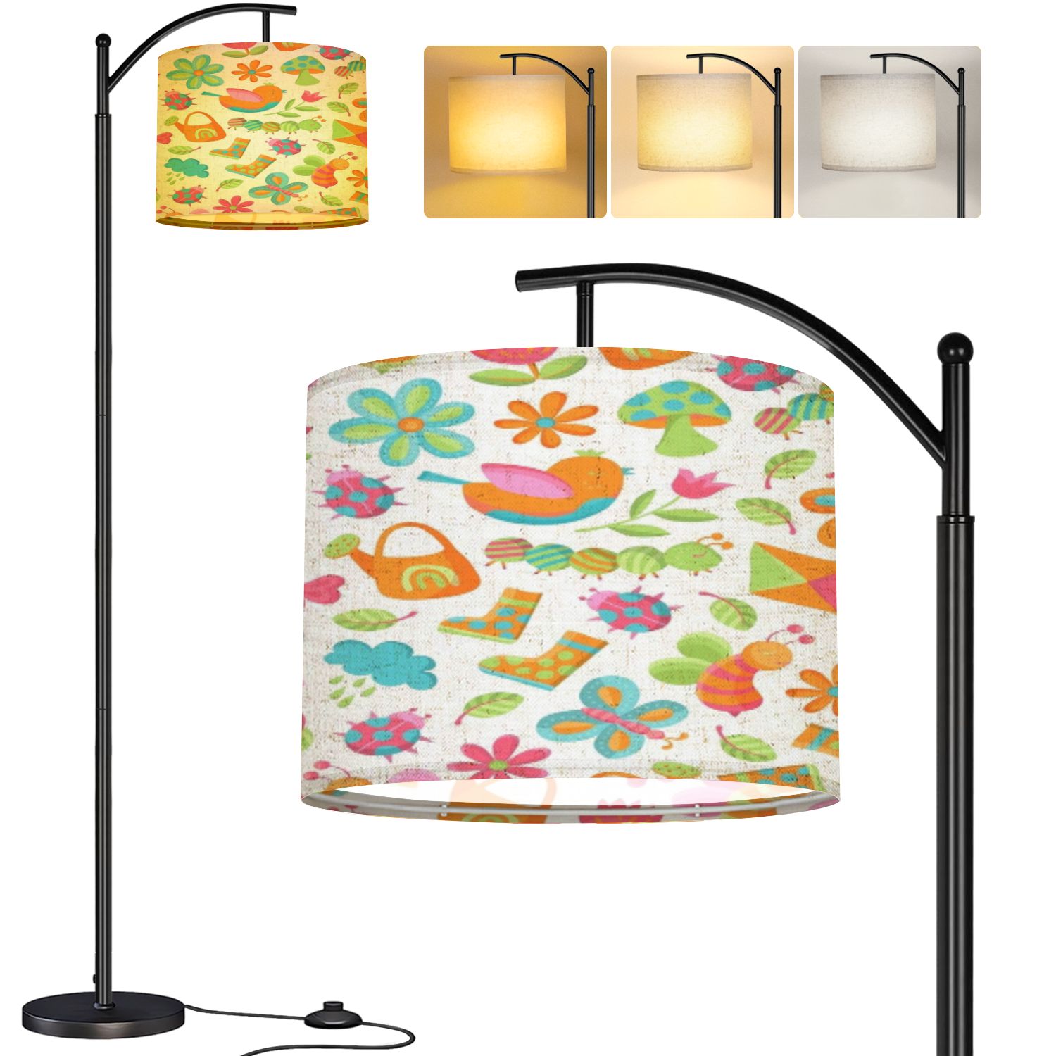 Arc Floor Lamp Spring Gardening Cute Colorful Seamless Pattern Cute ...