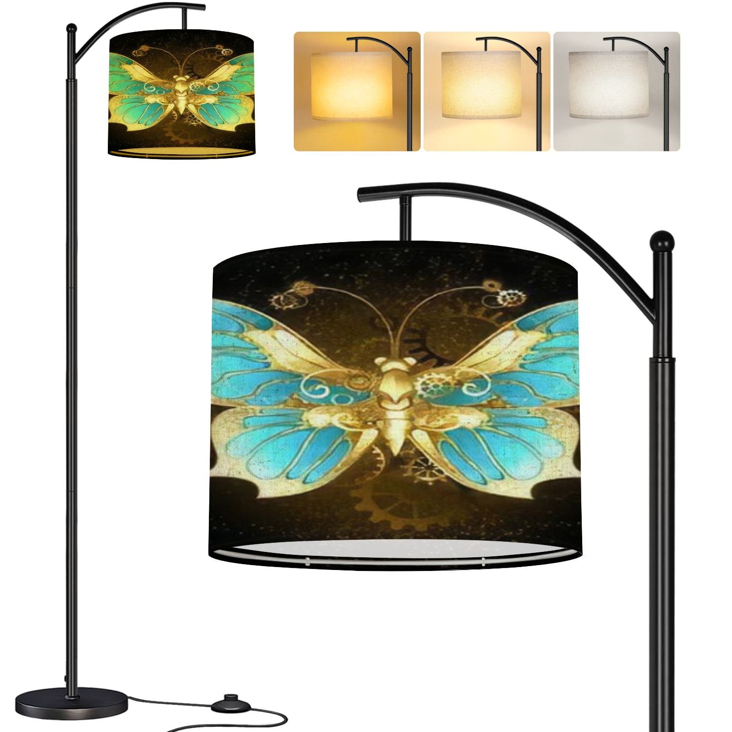 Arc Floor Lamp Steampunk mechanical butterfly brass gold wings ...
