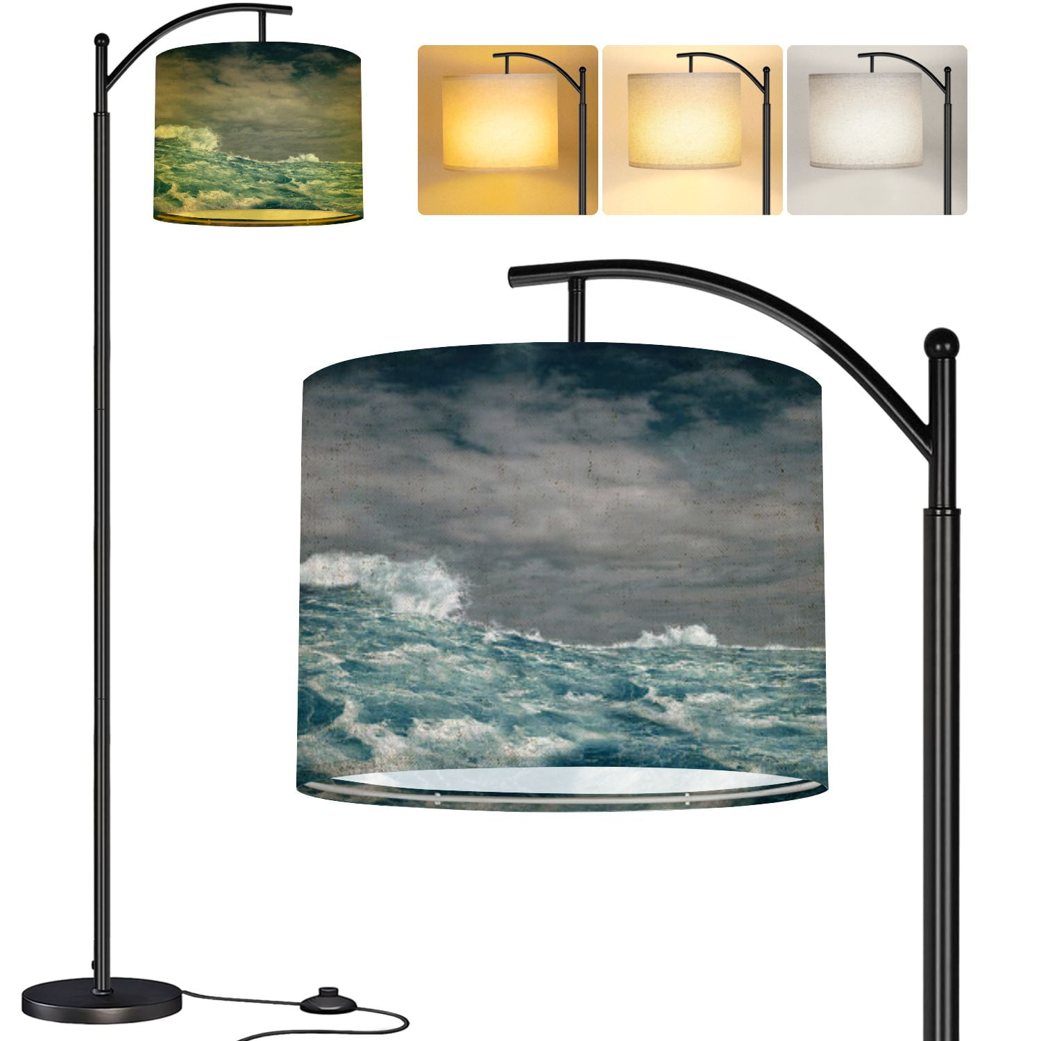 Arc Floor Lamp Stormy Ocean Tall Modern Standing Lamp LED Adjustable ...